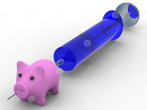 Injection to a pig stock illustration. Illustration of drug - 9171567