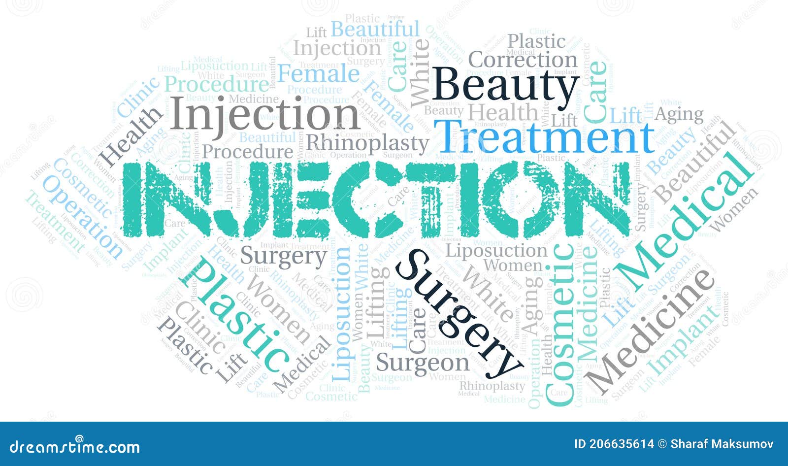 Injection Typography Word Cloud Create with the Text only. Stock ...