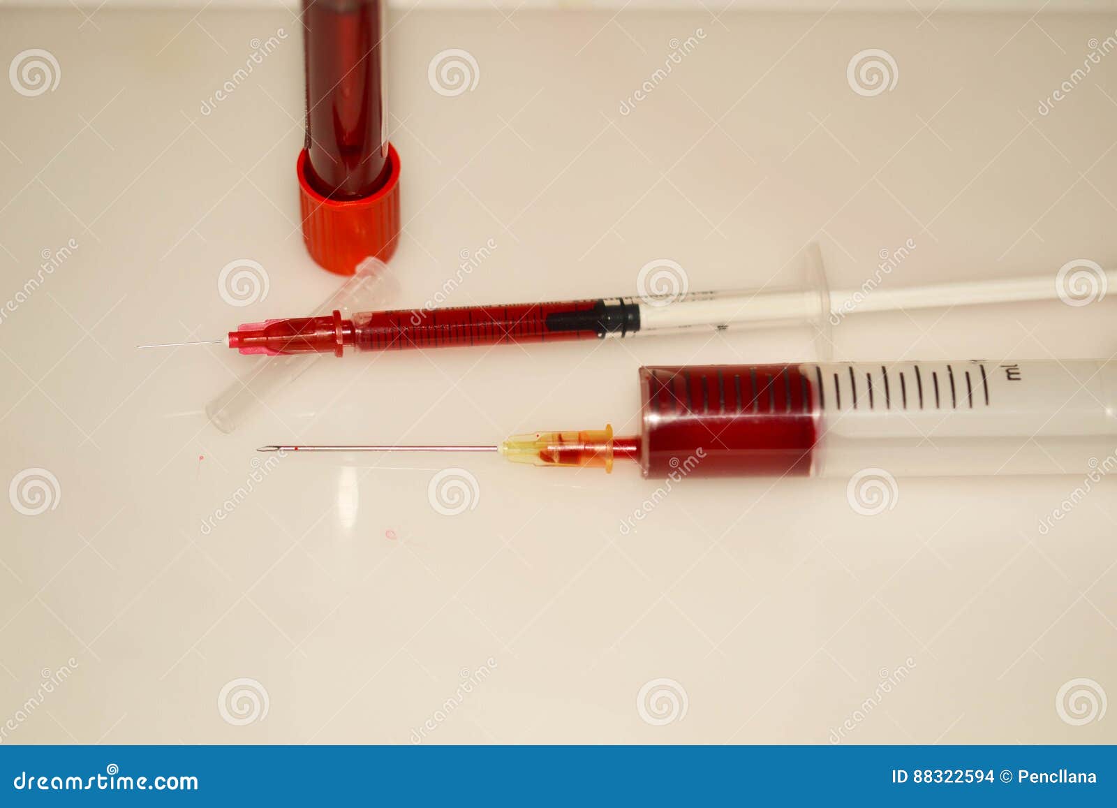 Injections with Blood and Test Tubes Stock Photo - Image of pain, blood ...