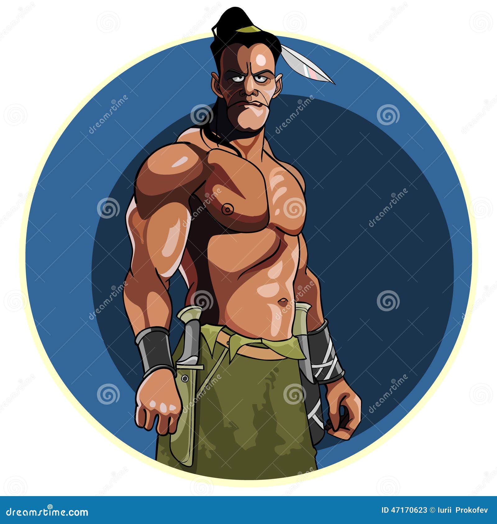 Muscular Torso Man In Circle Vector Illustration | CartoonDealer.com ...