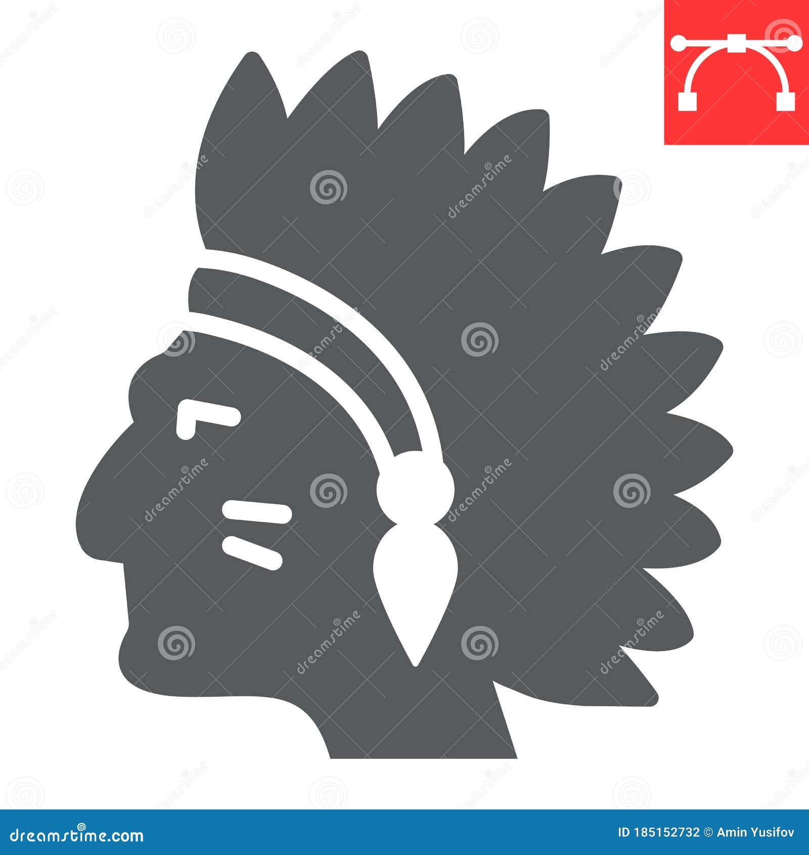 Injun. Vector Illustration Of A Sketch West Navajo Injun Man Chieftain ...