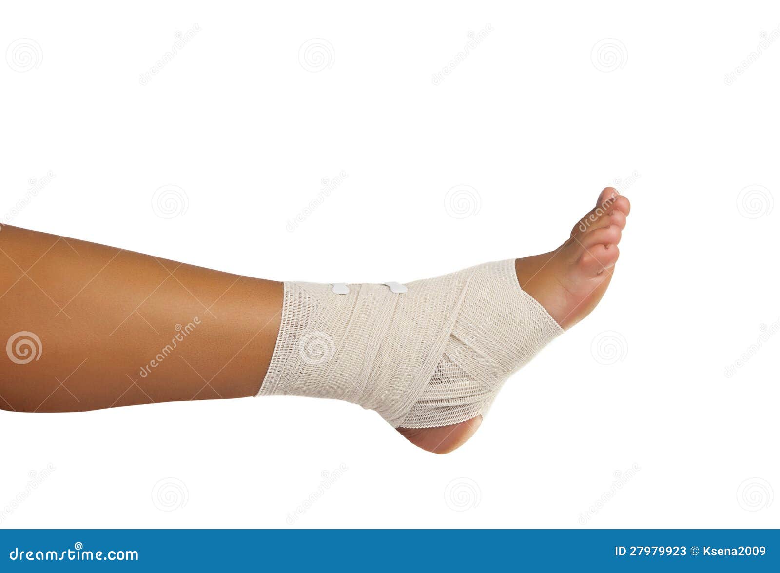 Injured ankle with bandage stock image. Image of articulation - 27979923