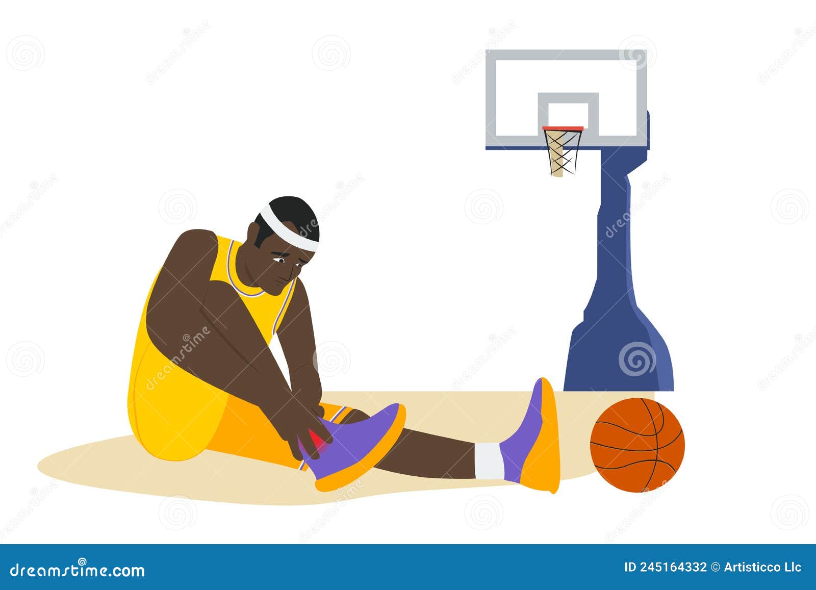 Injured Basketball Player Sprained Ankle Vector Illustration Stock ...
