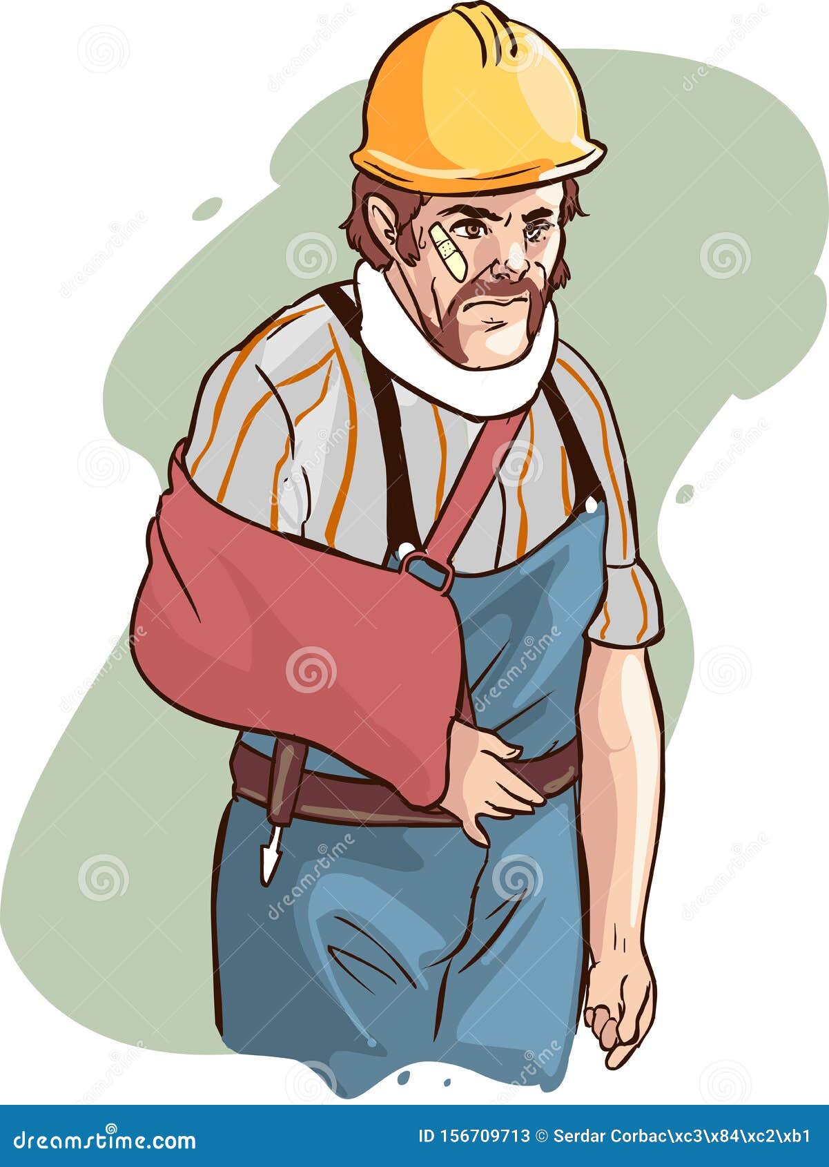 Injured Builder With Broken Arm Vector Image | CartoonDealer.com #156709713