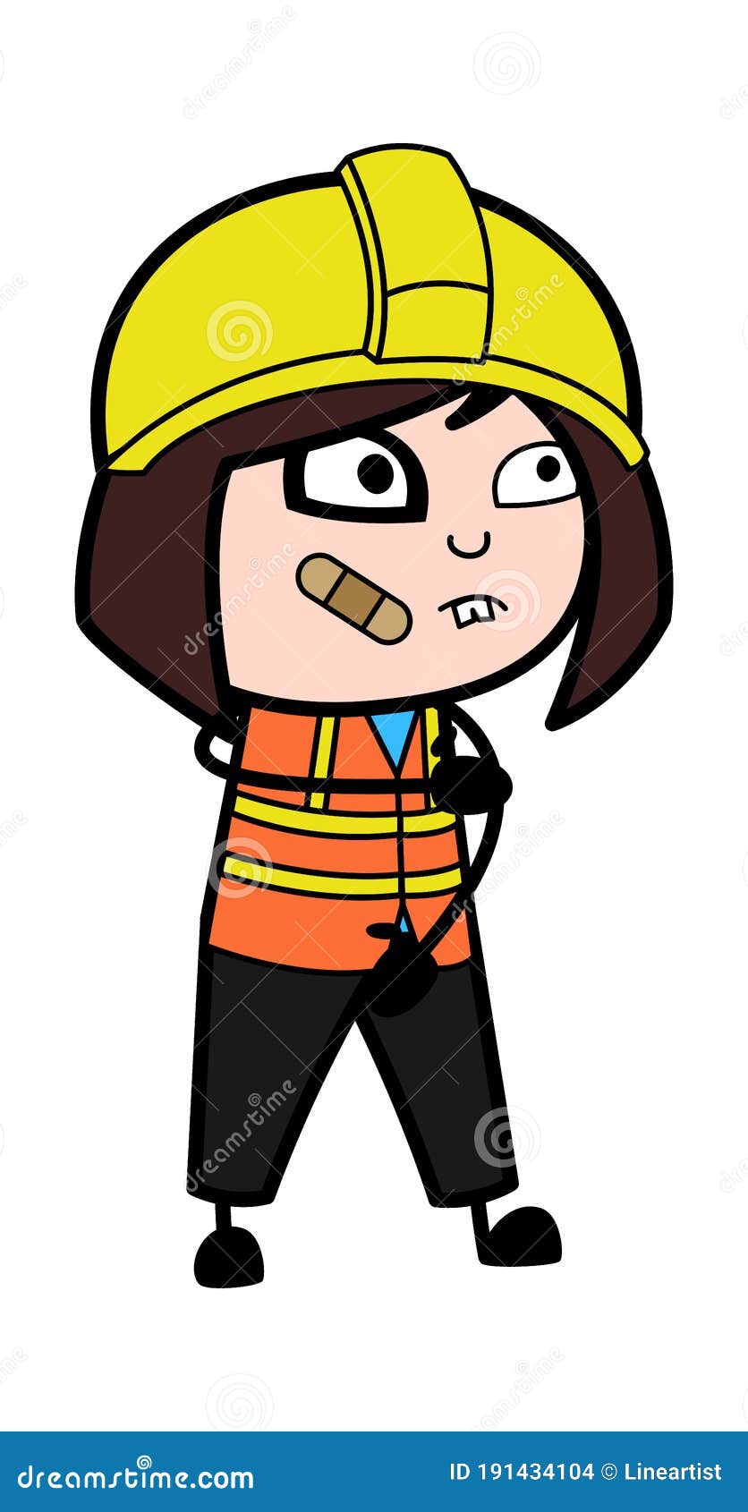 Injured Cartoon Lady Engineer Stock Illustration - Illustration of ...