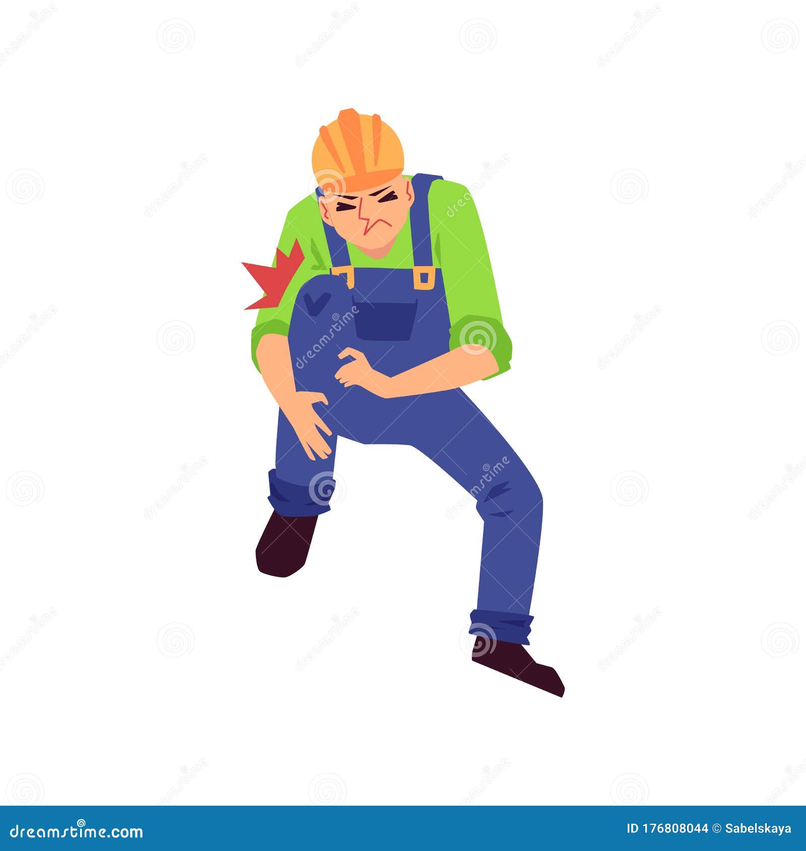 Injured Construction Worker with Broken Leg Flat Vector Illustration ...