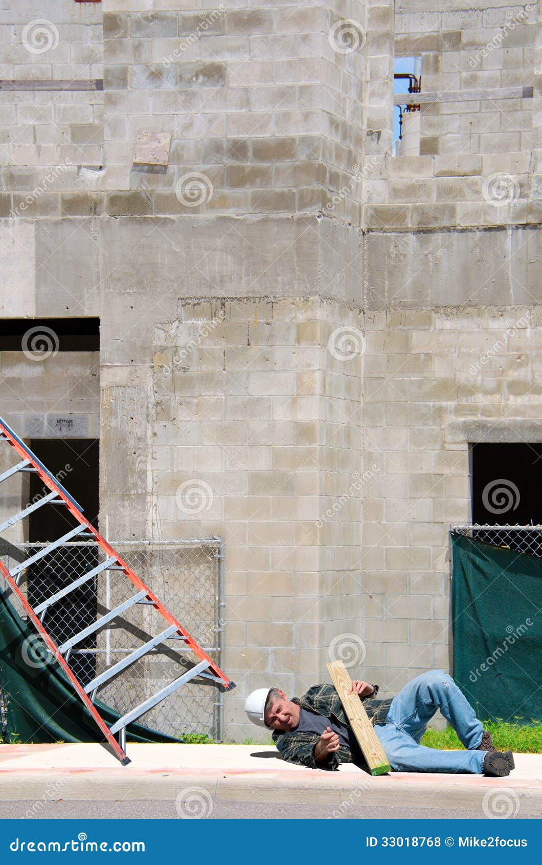 Injured Construction Worker at Work Site Stock Photo - Image of fall ...