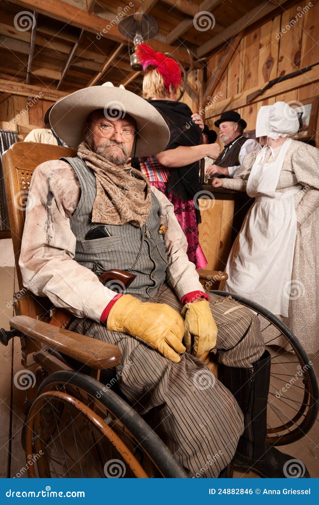 Injured Cowboy in Wheelchair Stock Photo - Image of bonnet, female ...