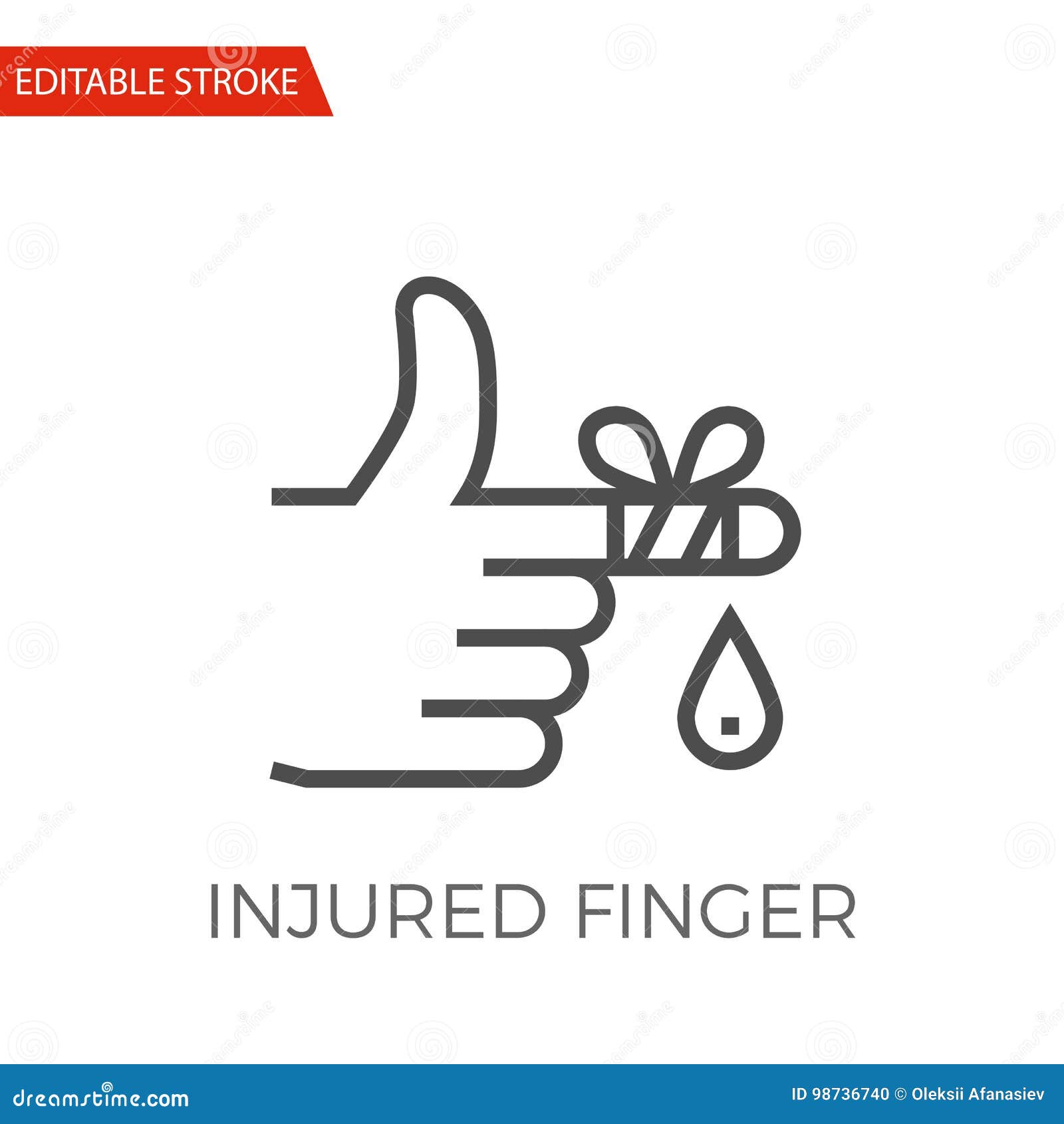 Injured Finger, Hand Vector Set. Wound With Adhesive Plaster And Red ...