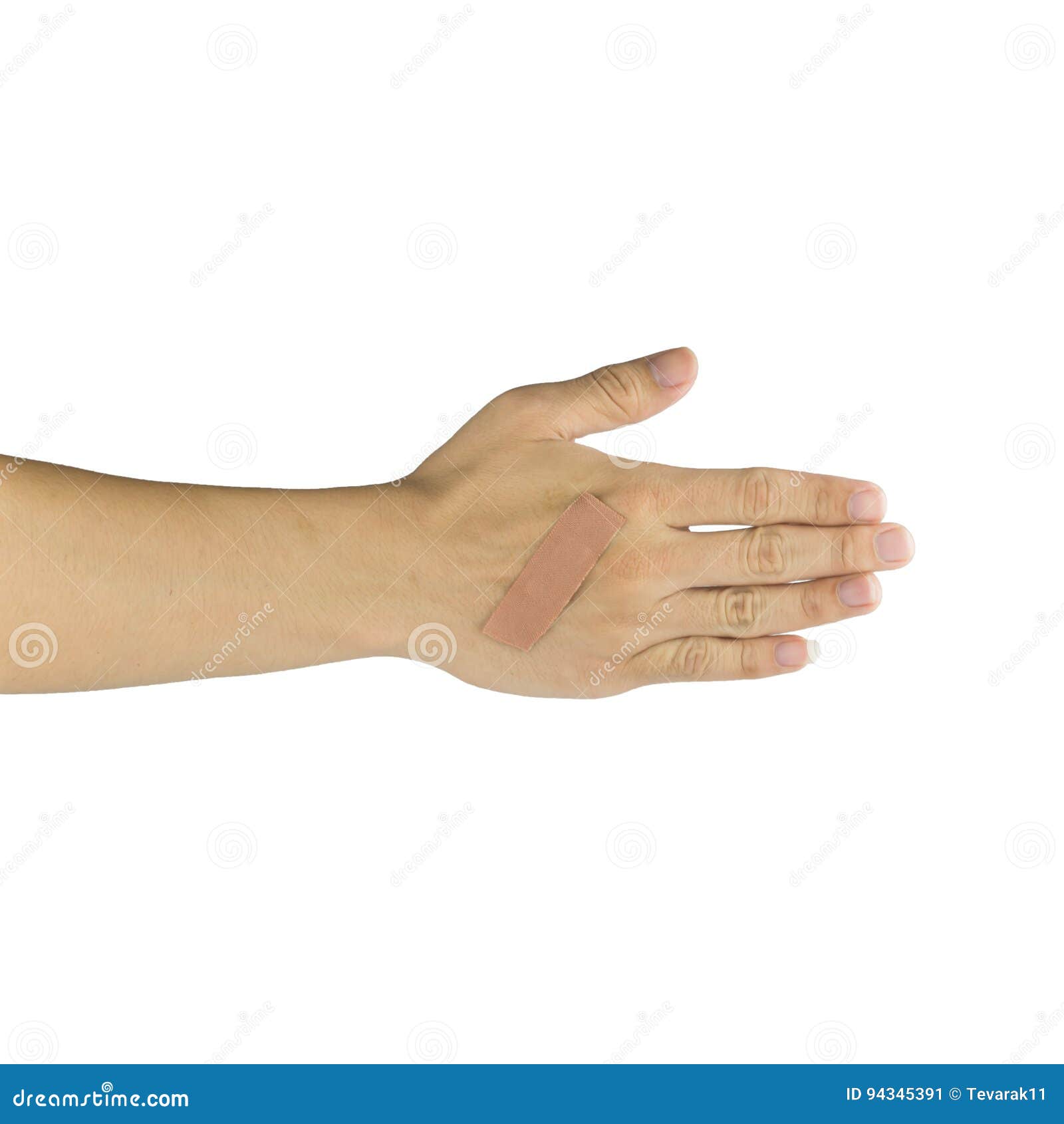 Injured Hand and Finger Covered by Plaster on White Background Stock ...