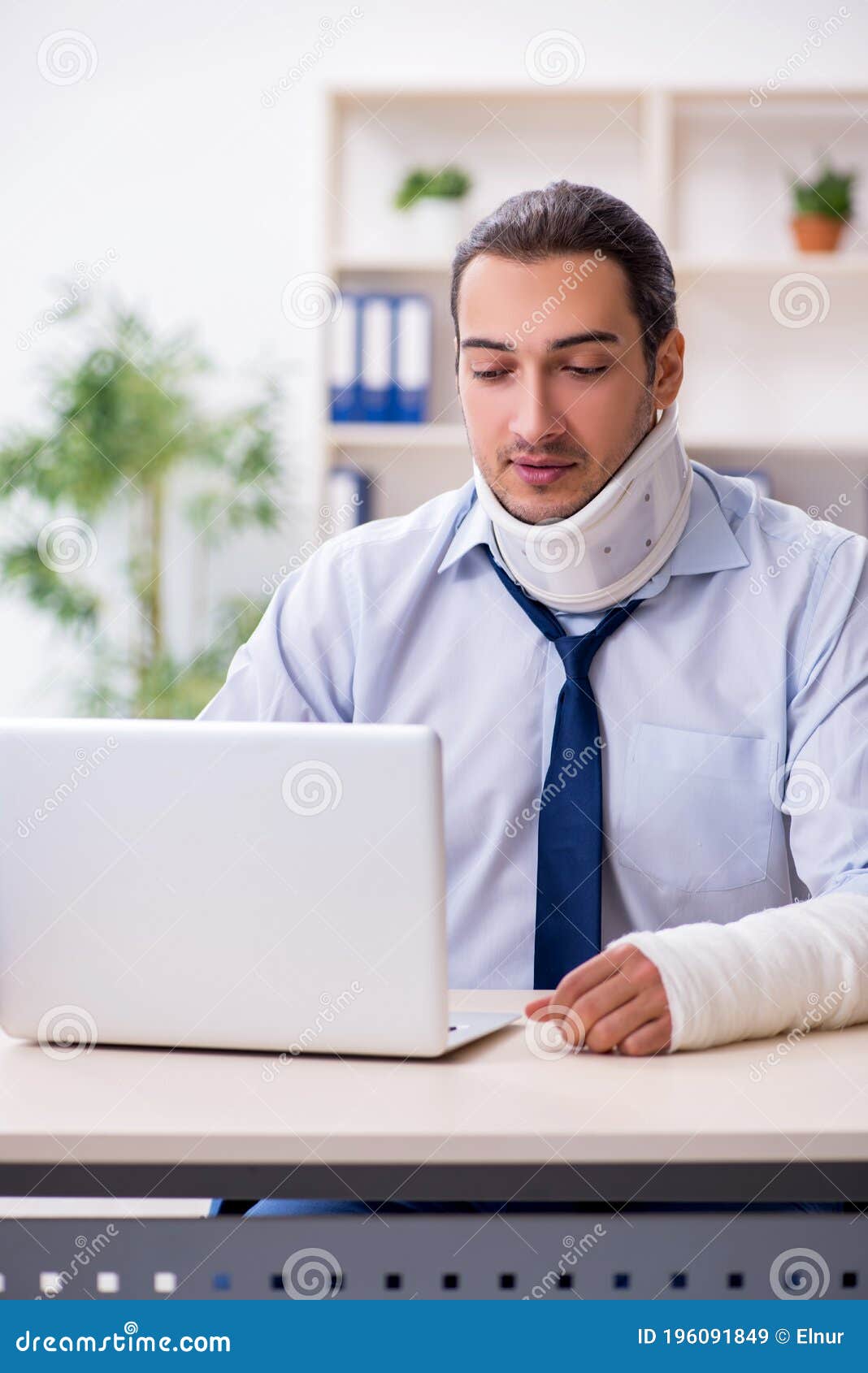 Injured Male Employee at Workplace after Accident Stock Image - Image ...