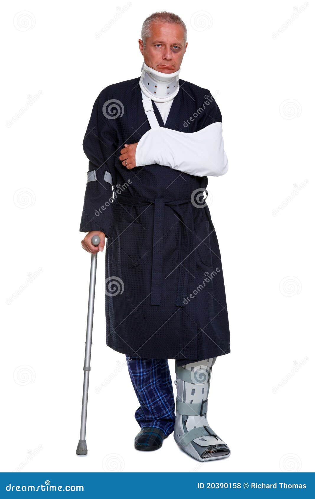 Injured Man Isolated on White Stock Photo - Image of brace, insurance ...