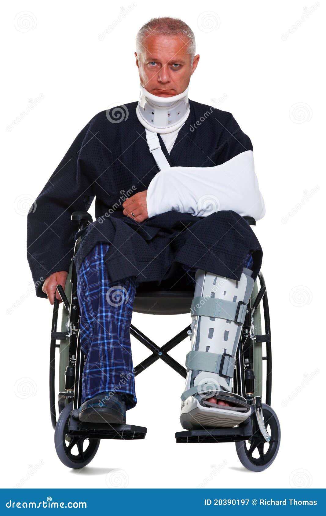 Injured Man Isolated on White Stock Image - Image of male, neck: 20390197
