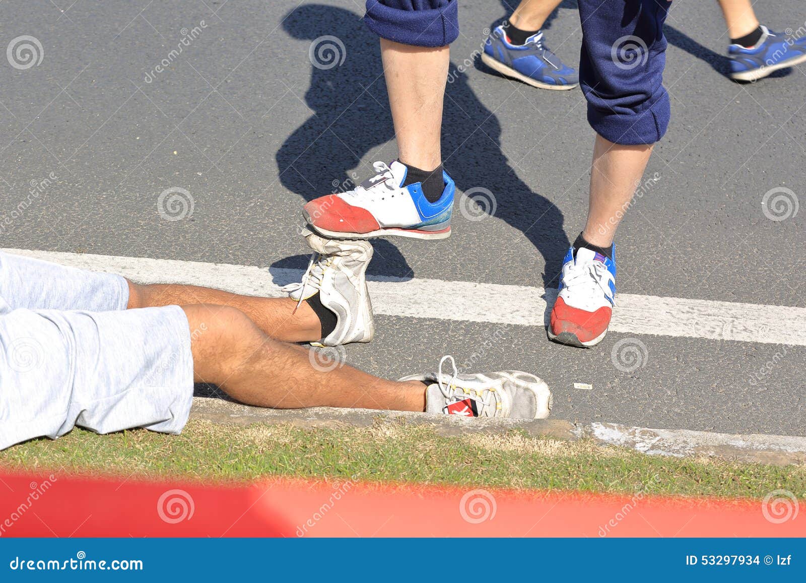 Injured Marathon Runner Legs Stock Photo - Image of competition, city ...