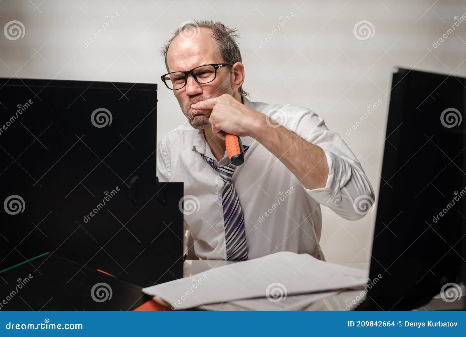 Injured office worker stock photo. Image of business - 209842664