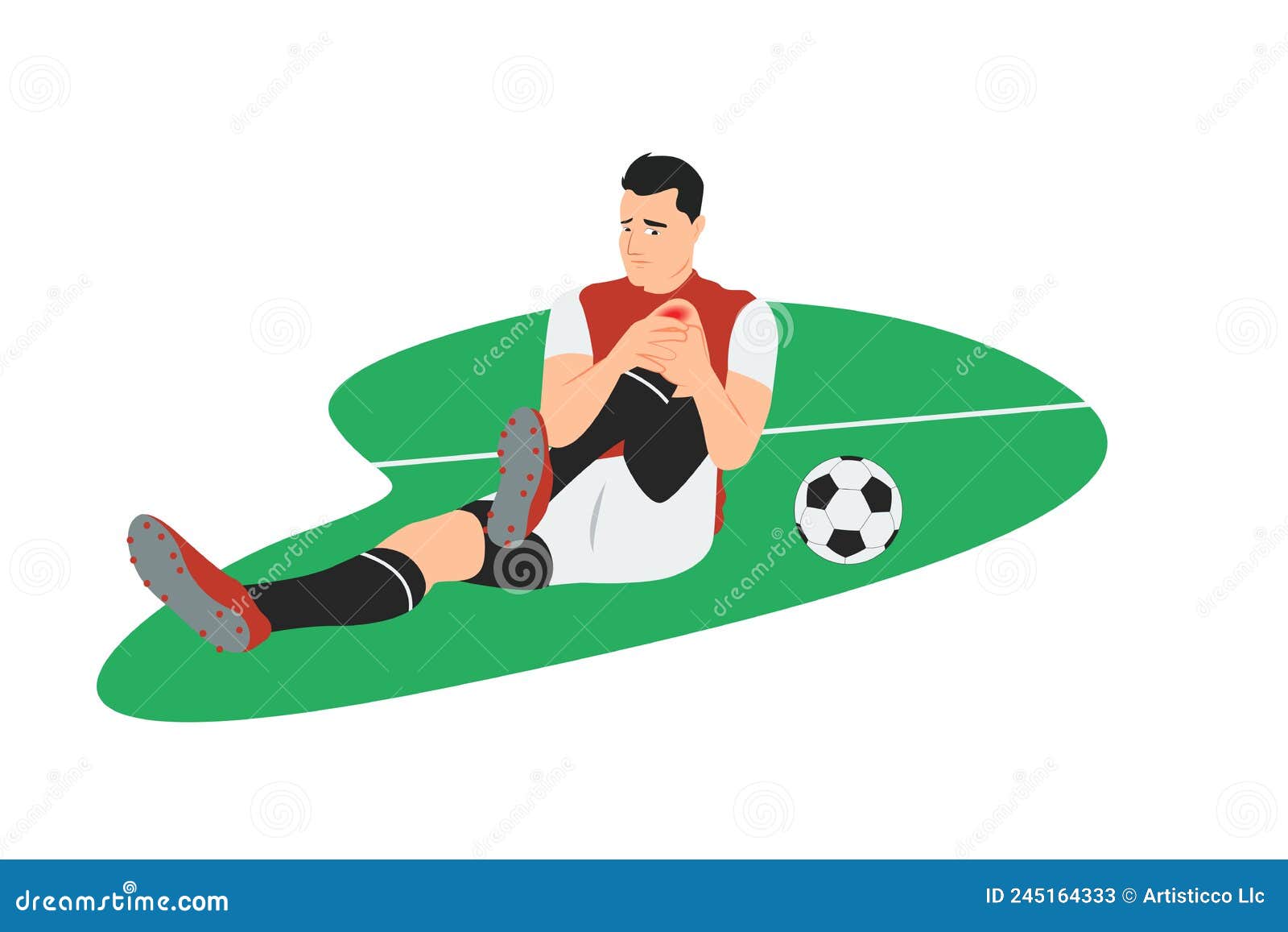 Injured Soccer Player Sprained Knee Vector Illustration Stock Vector ...