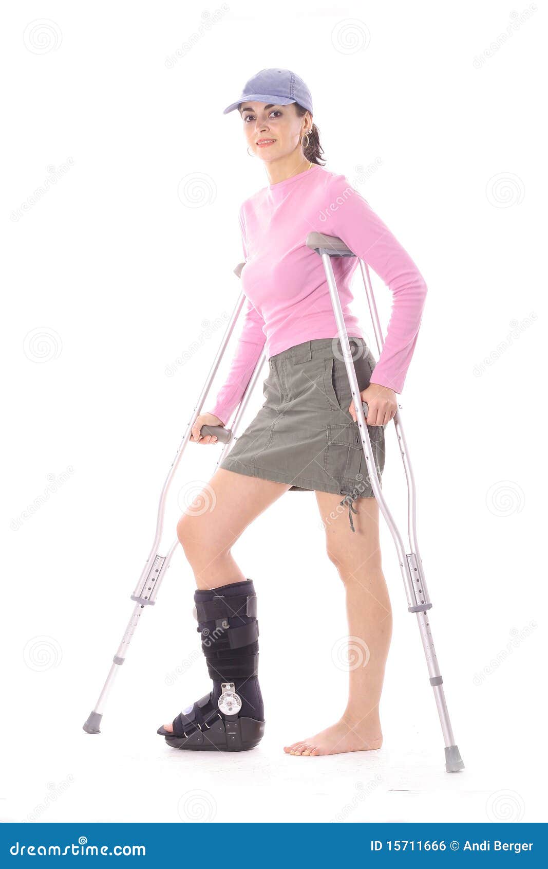 Injured Woman with Crutches Stock Photo - Image of clinical, injured ...