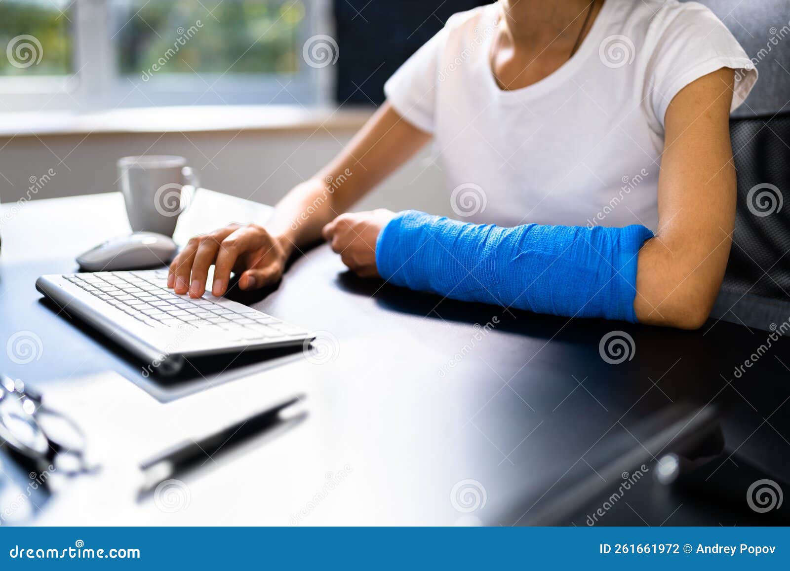 Injured Worker Compensation. Broken Arm African Woman Stock Photo ...