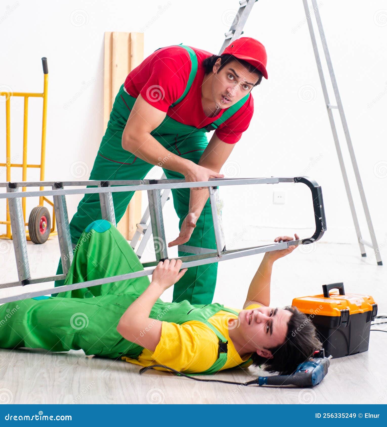 Injured Worker and His Workmate Stock Image - Image of health ...