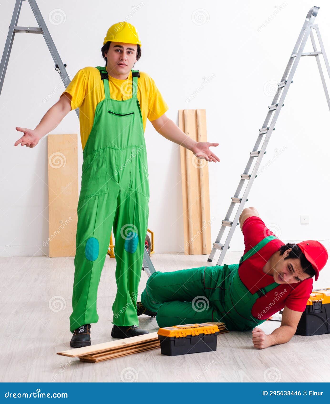 Injured Worker and His Workmate Stock Photo - Image of industrial ...
