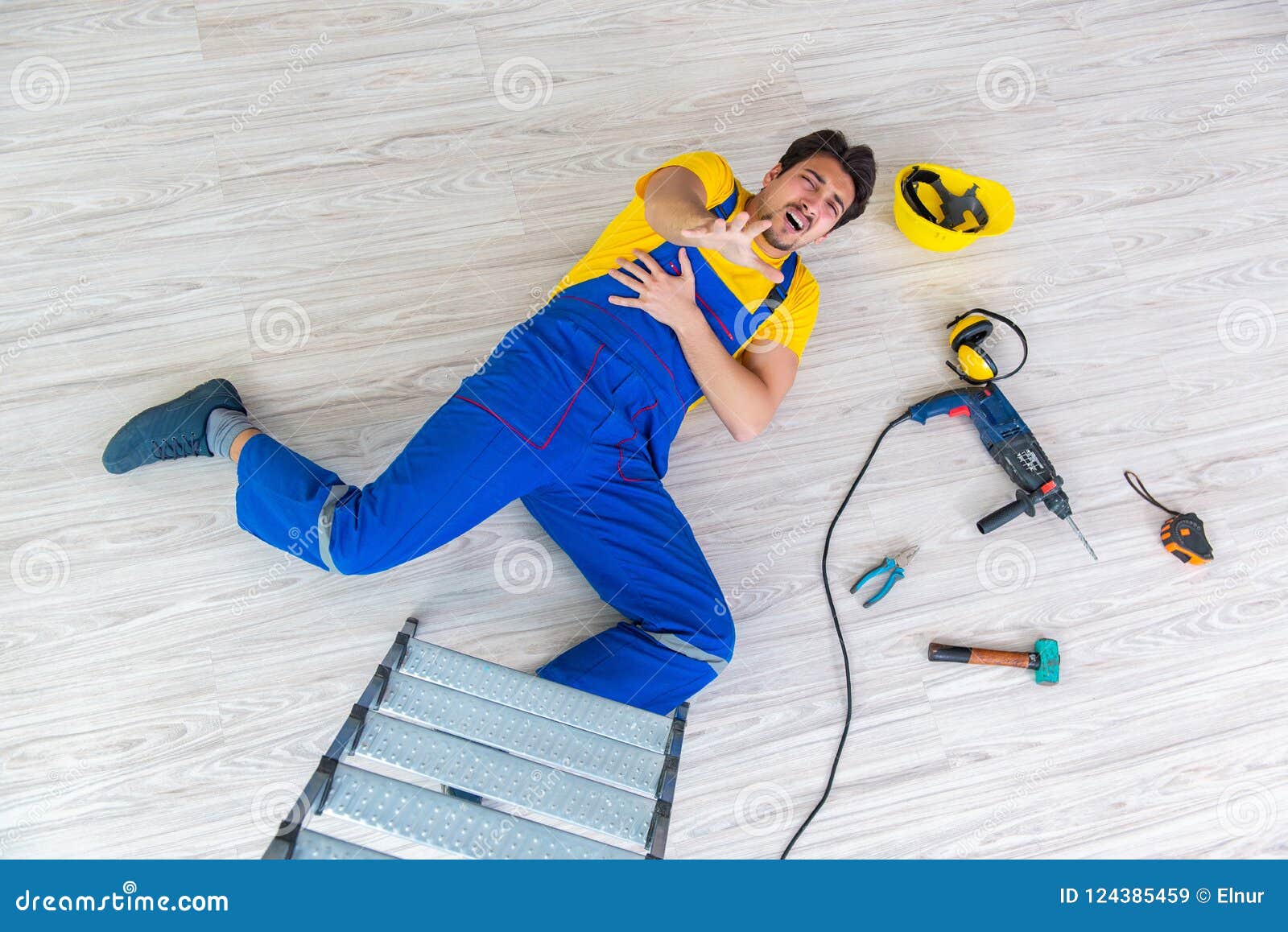 The Injured Worker at the Work Site Stock Image - Image of fatality ...