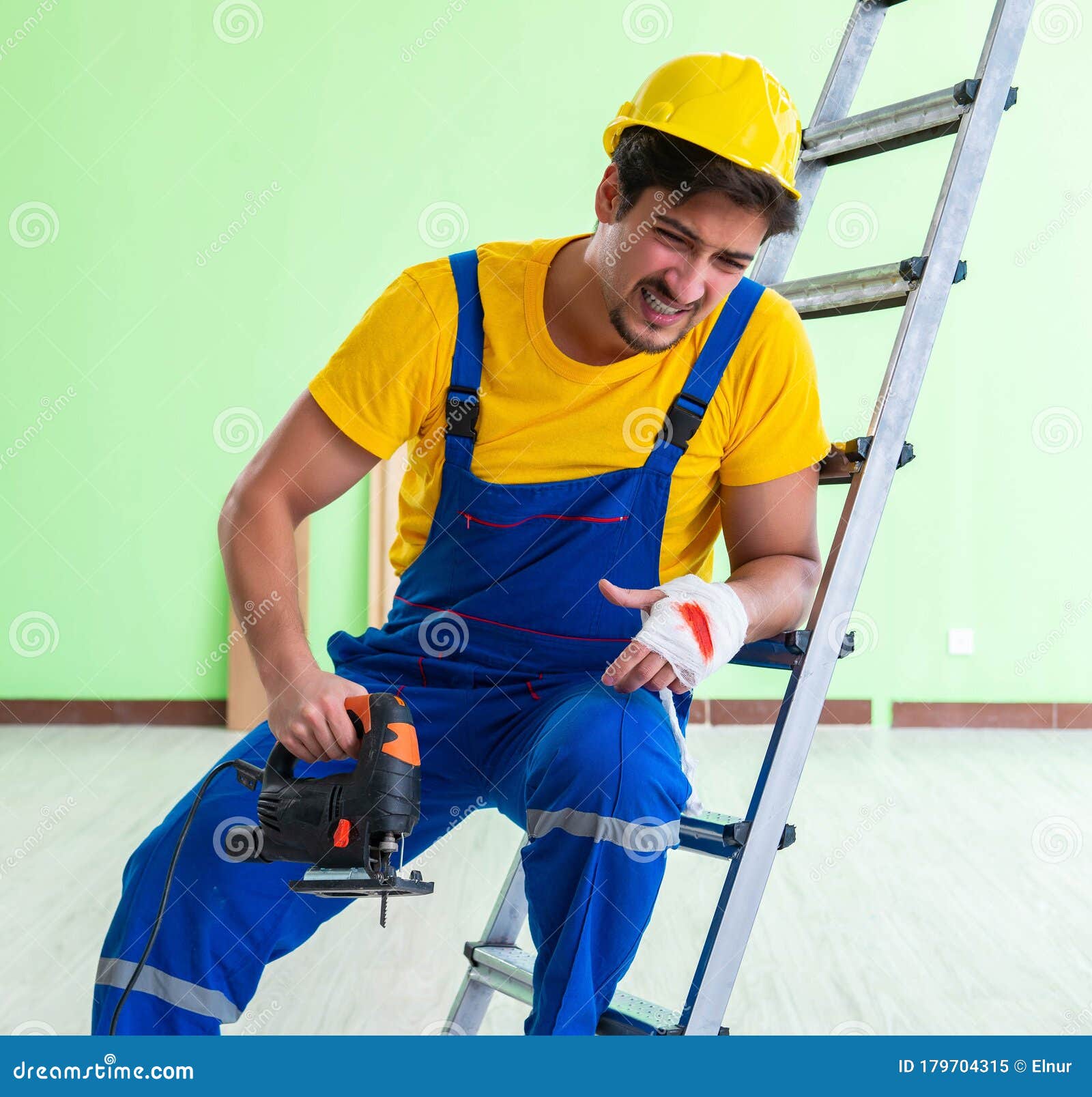 Injured Worker at the Work Site Stock Image - Image of damage, hand ...