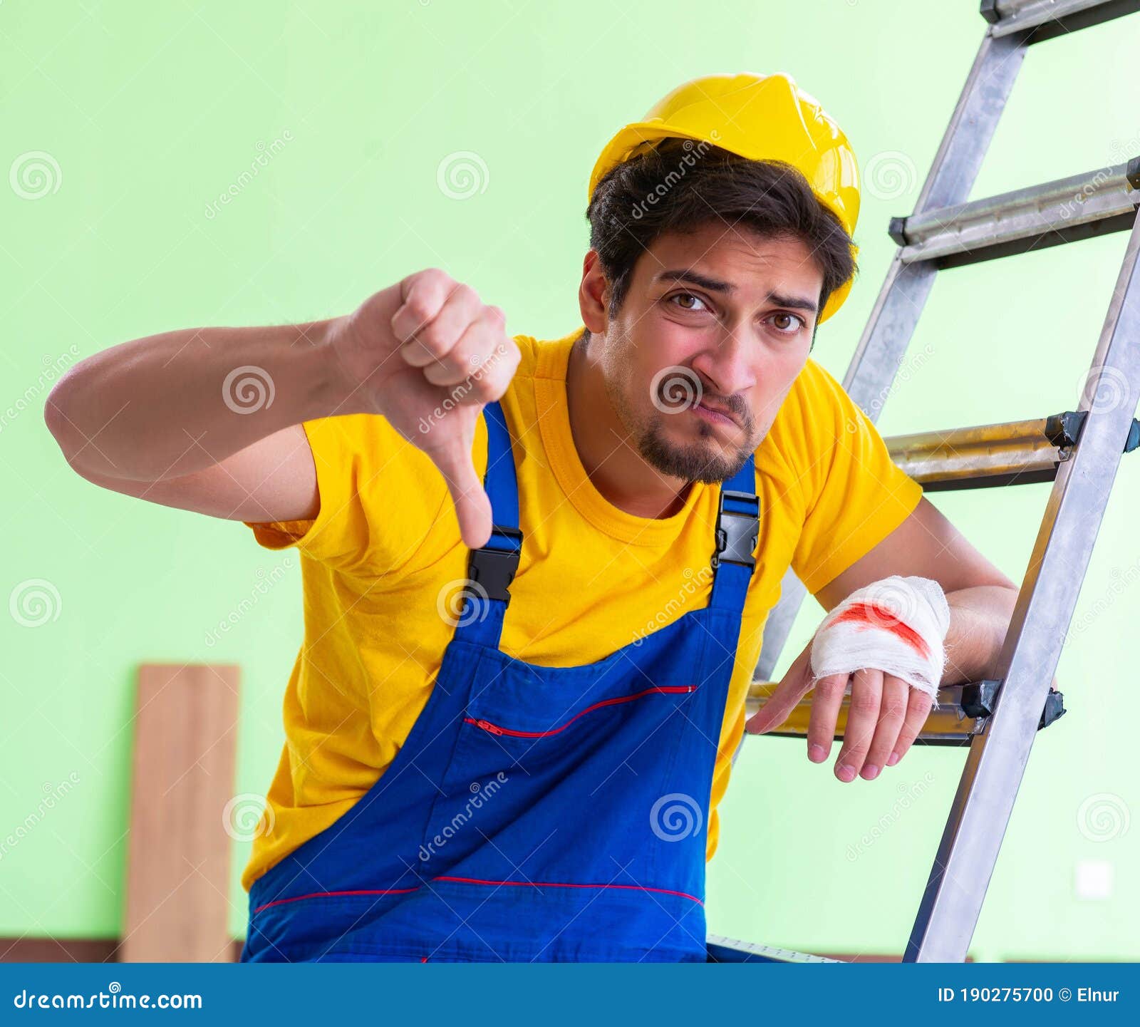 Injured Worker at the Work Site Stock Photo - Image of injury, accident ...