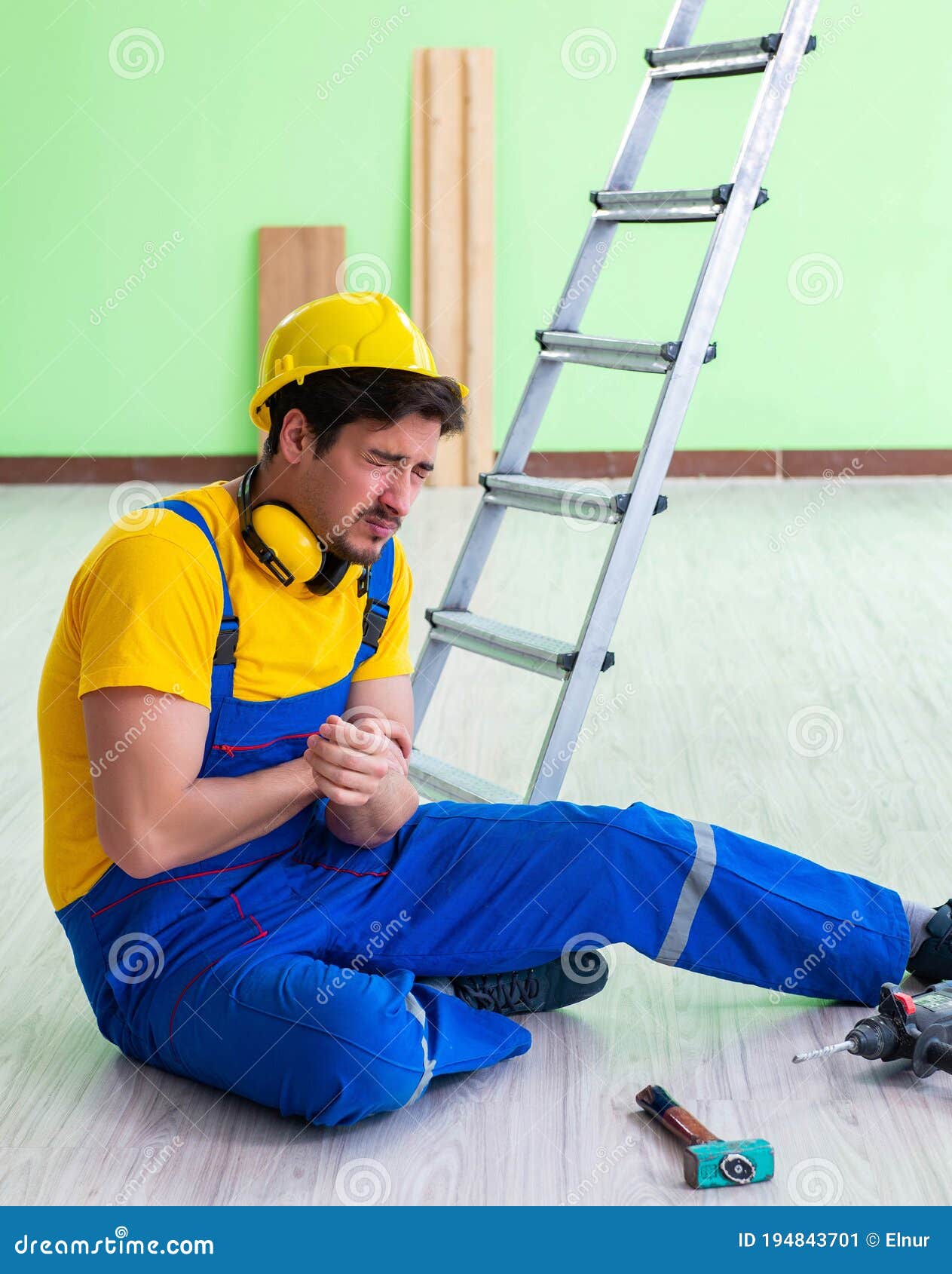 Injured Worker at the Work Site Stock Image - Image of office ...
