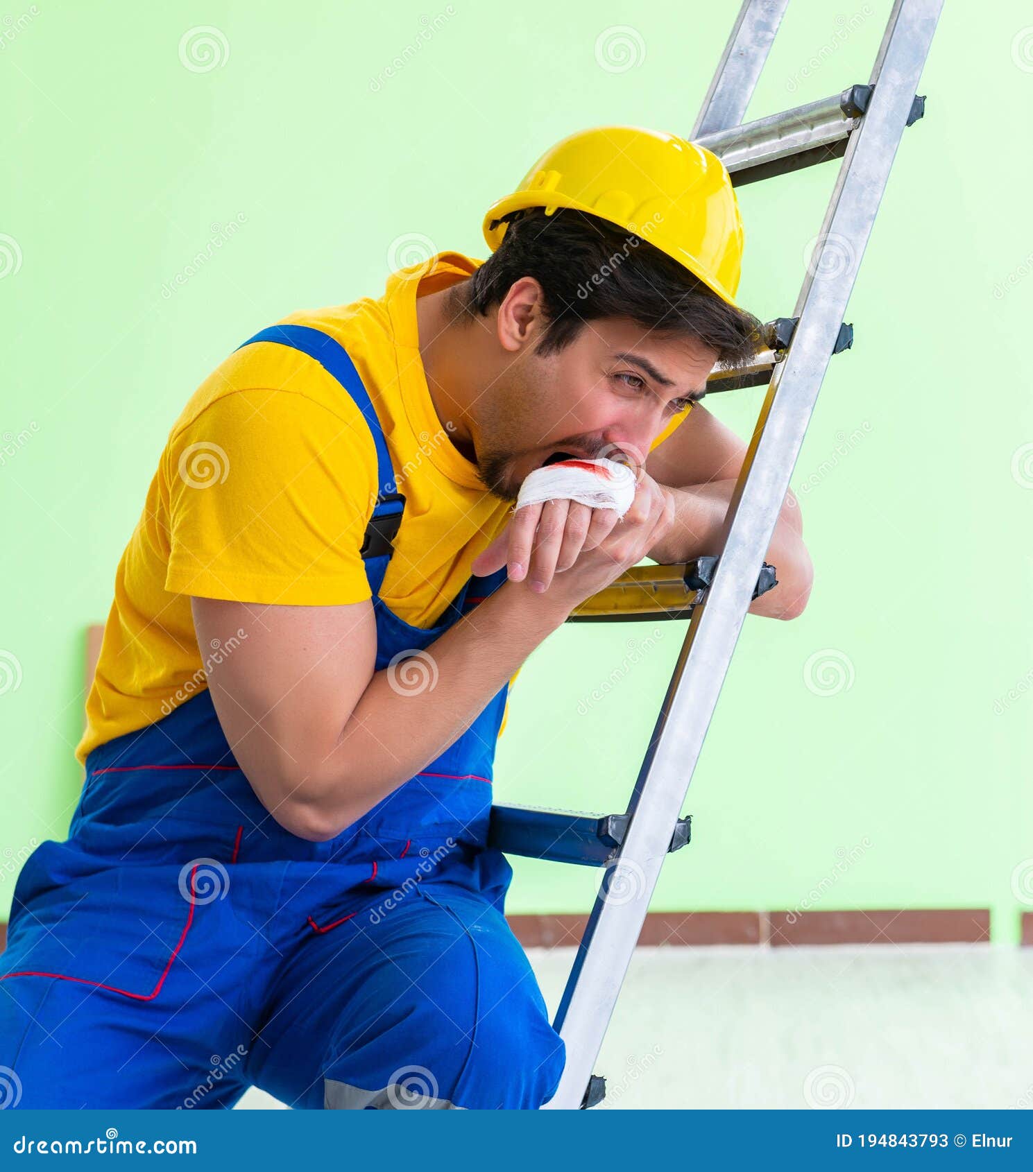 Injured Worker at the Work Site Stock Image - Image of protection ...