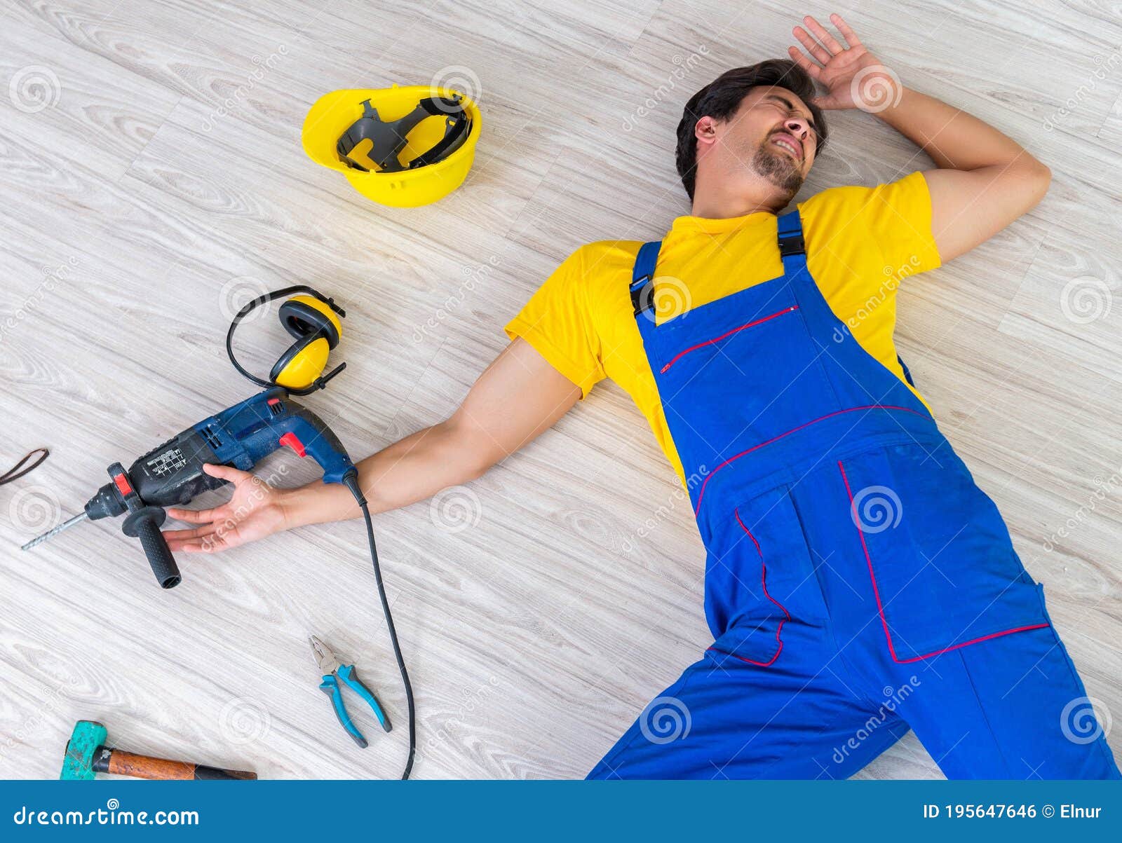 Injured Worker at the Work Site Stock Photo - Image of employee ...