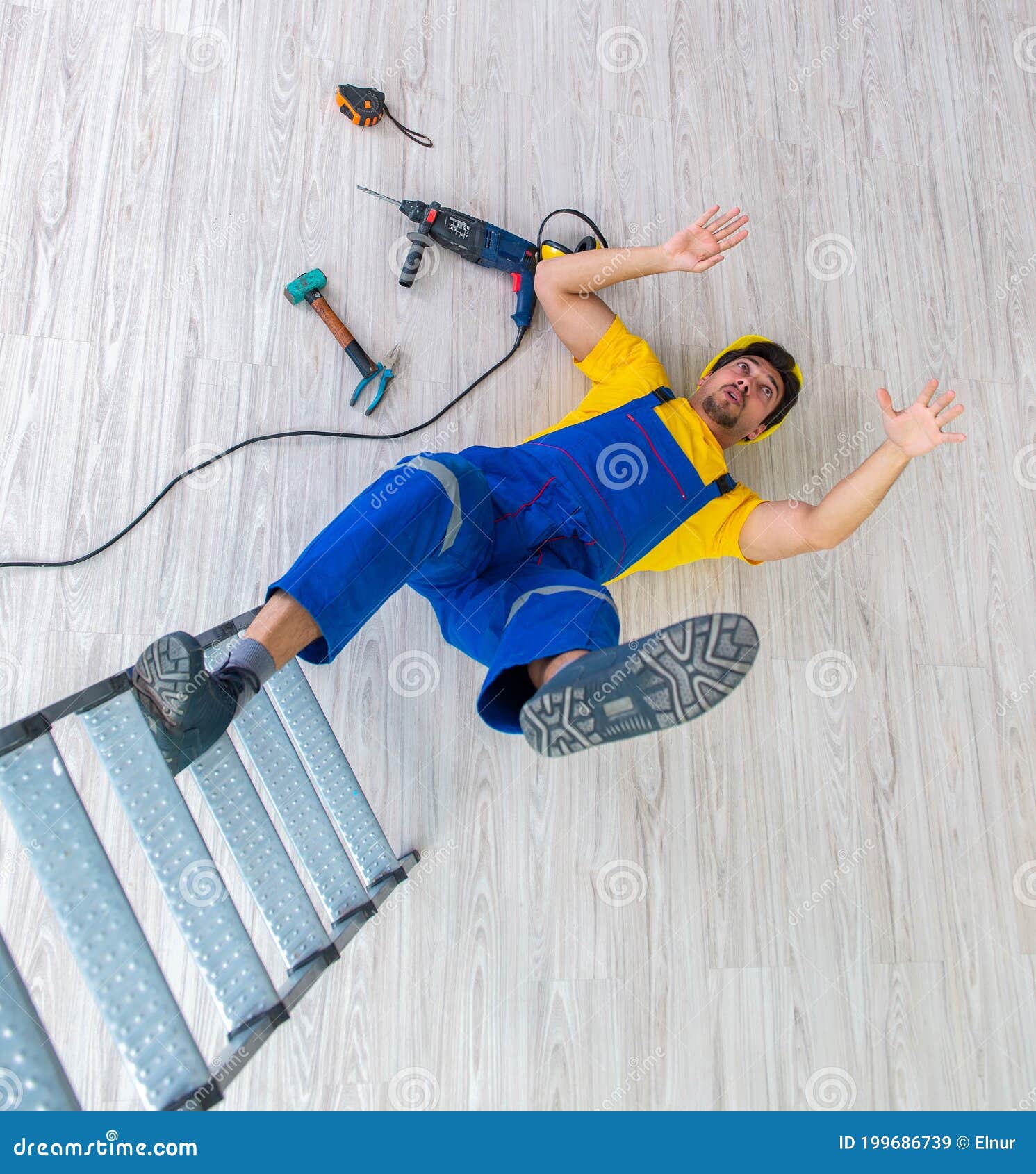 Injured Worker at the Work Site Stock Image - Image of hardhat, injury ...