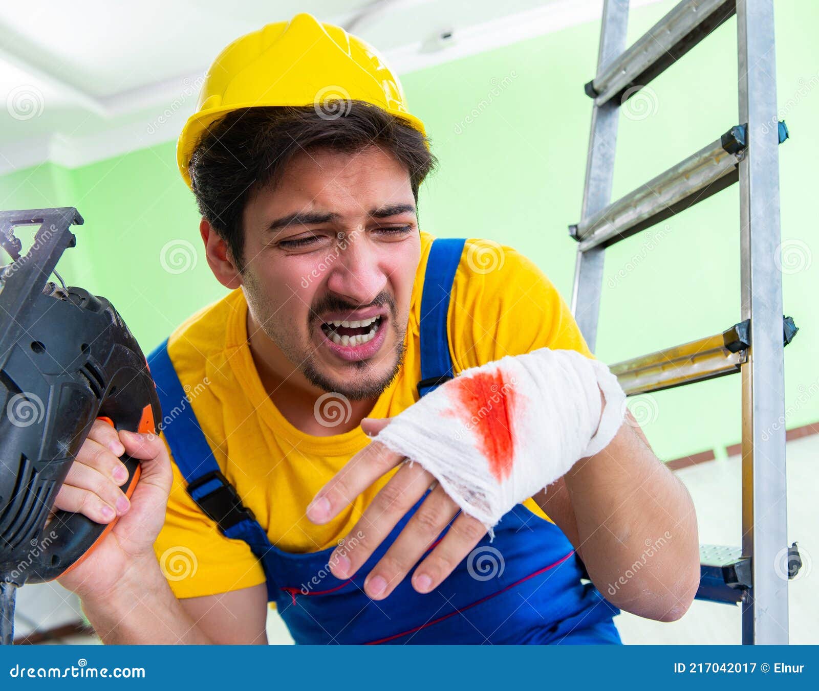 Injured Worker at the Work Site Stock Image - Image of medical, jigsaw ...