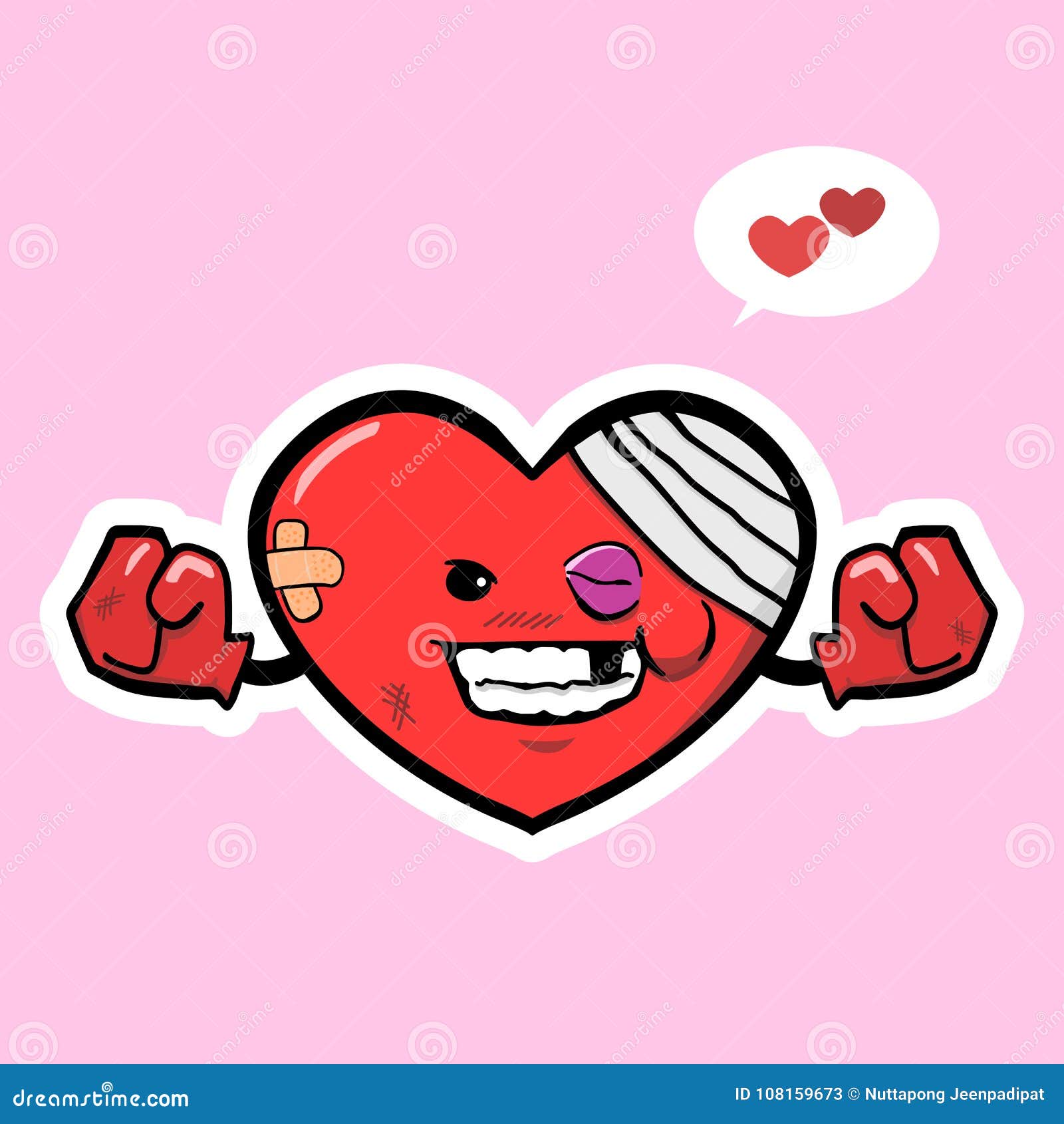 Injury heart with smile stock vector. Illustration of confident - 108159673