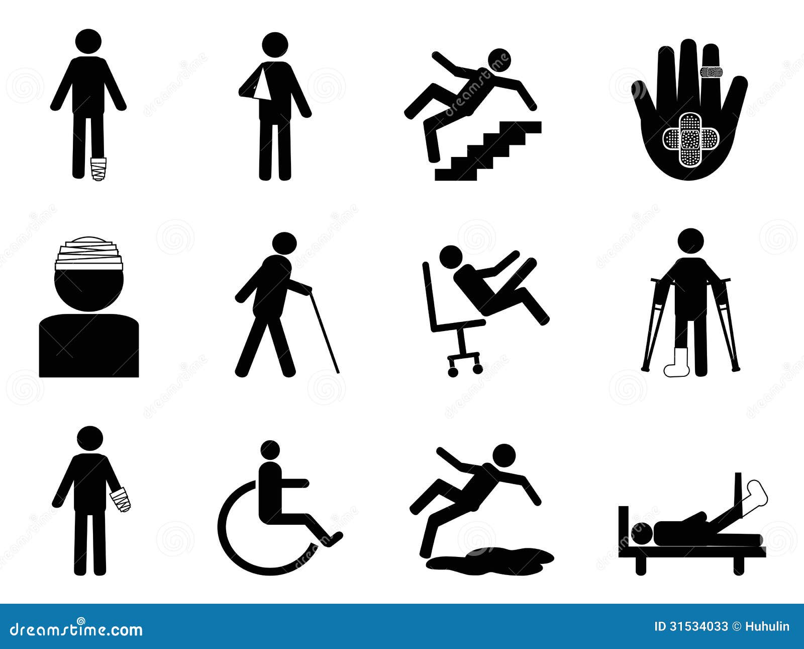 Injury icons set stock vector. Illustration of injury - 31534033