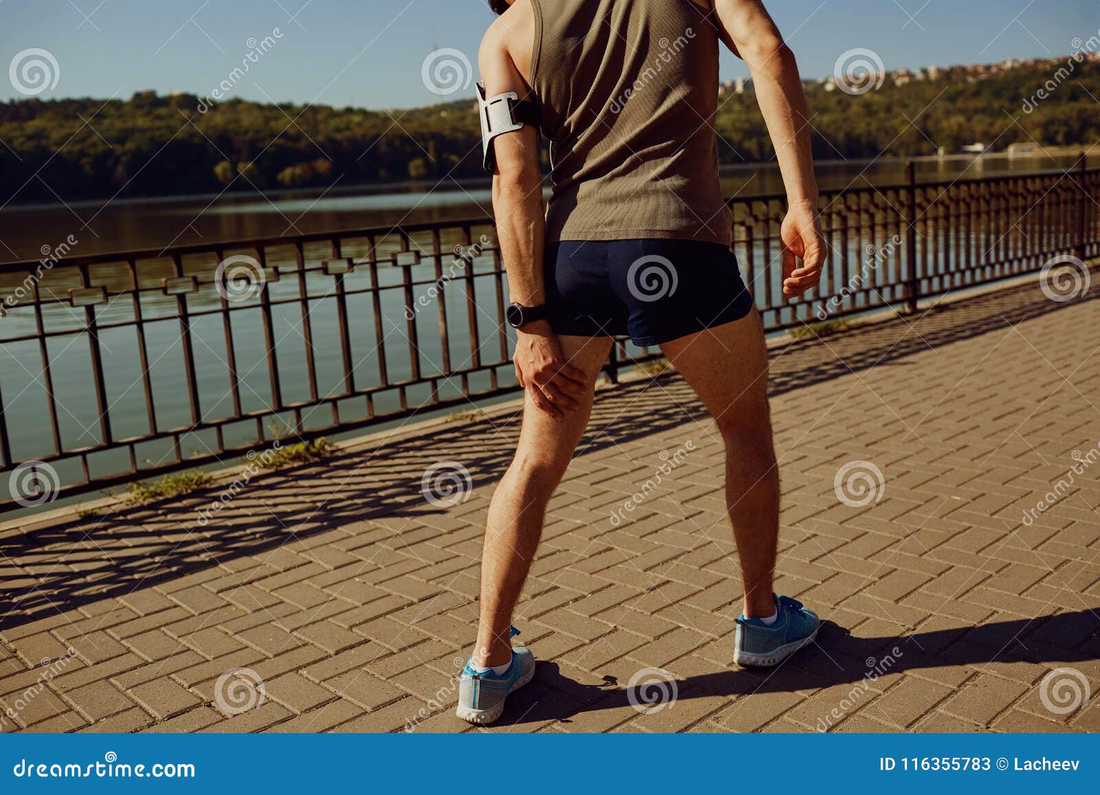 Injury, Stretching, Bruise on a Run in a Runner Stock Image - Image of ...
