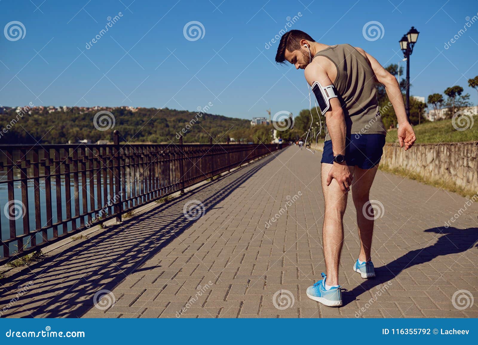 Injury, Stretching, Bruise on a Run in a Runner Stock Photo - Image of ...