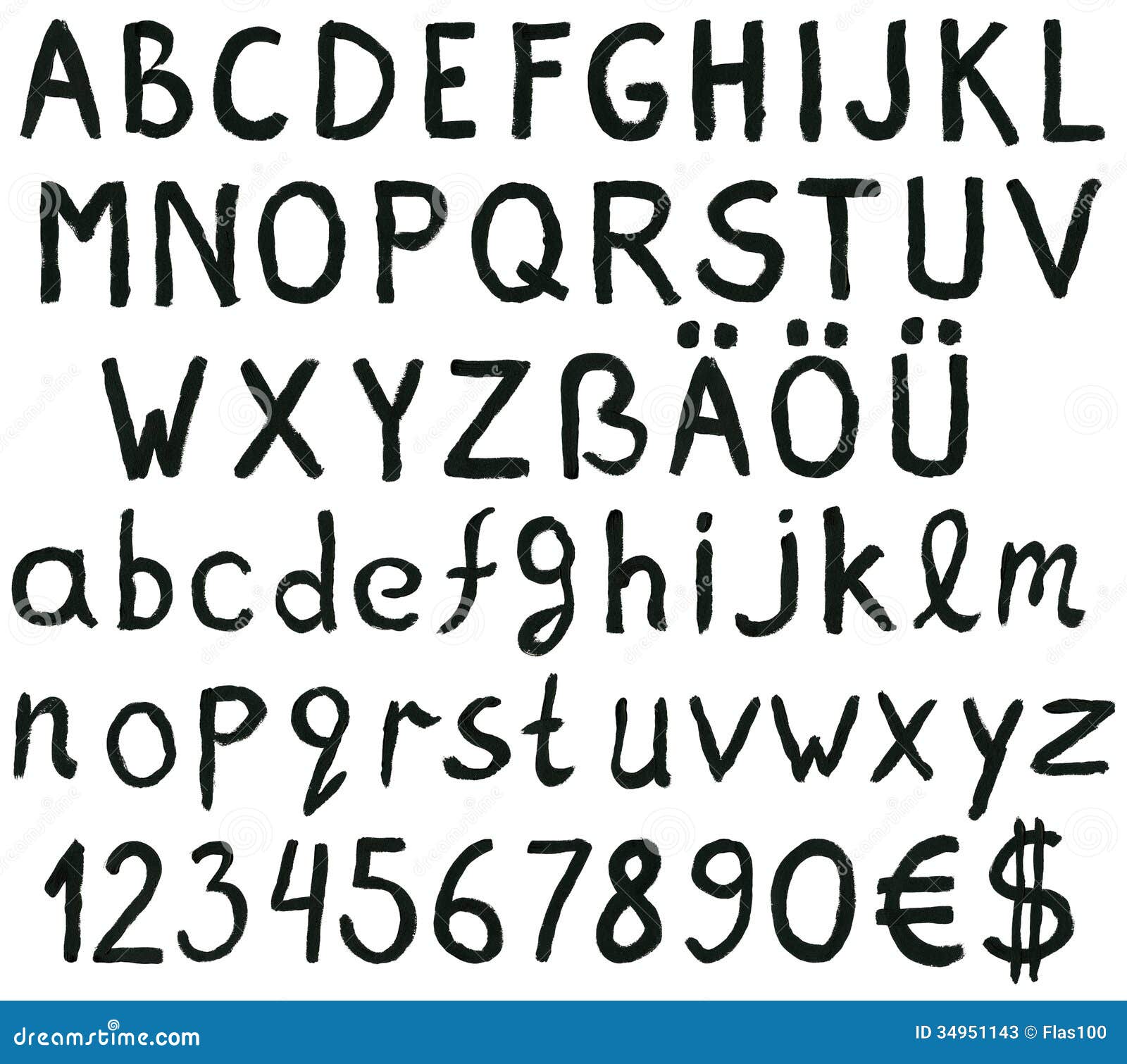 Ink Alphabet Letters with Numbers Stock Illustration - Illustration of ...