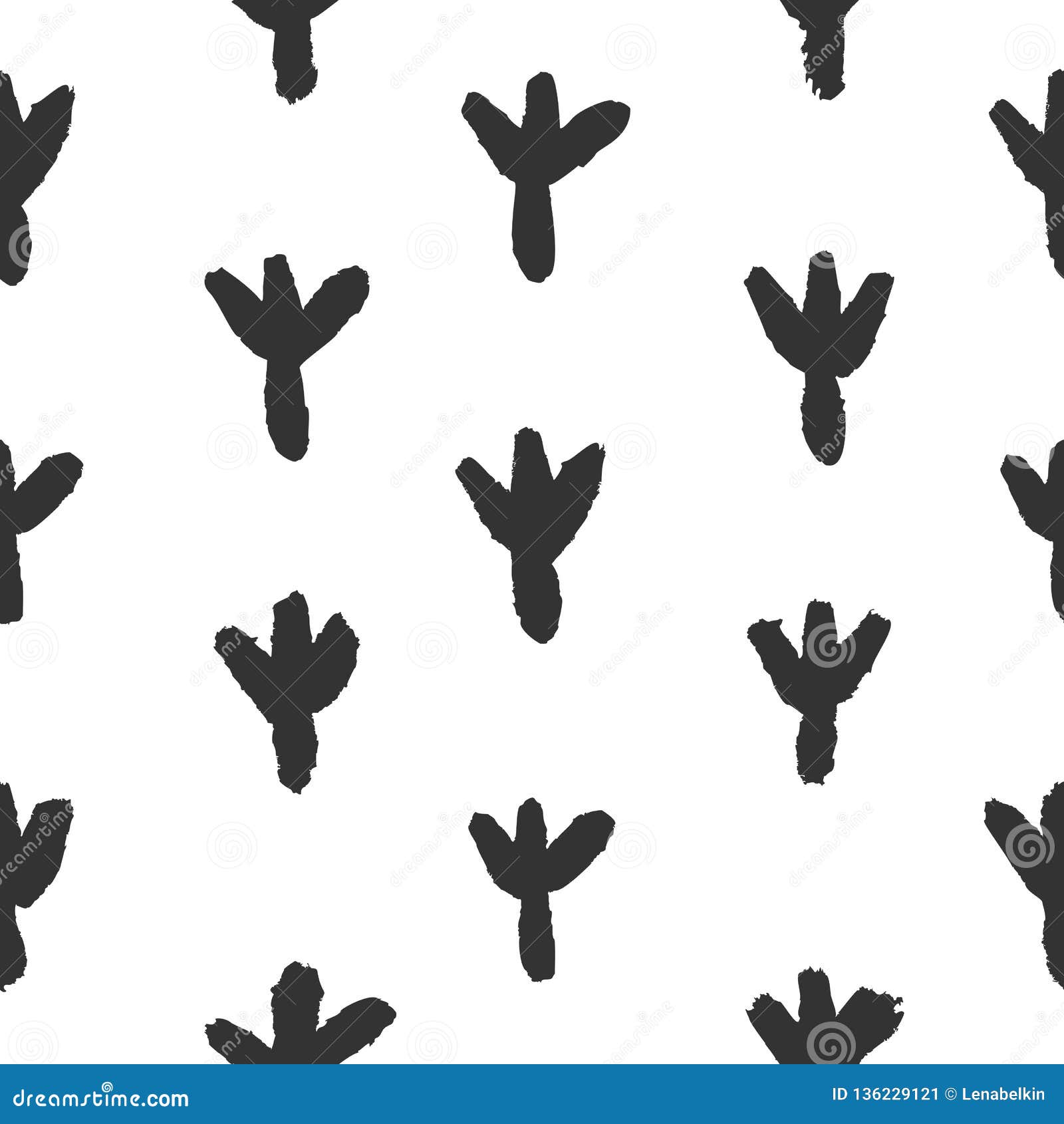INK bird foot step pattern stock vector. Illustration of seamless ...