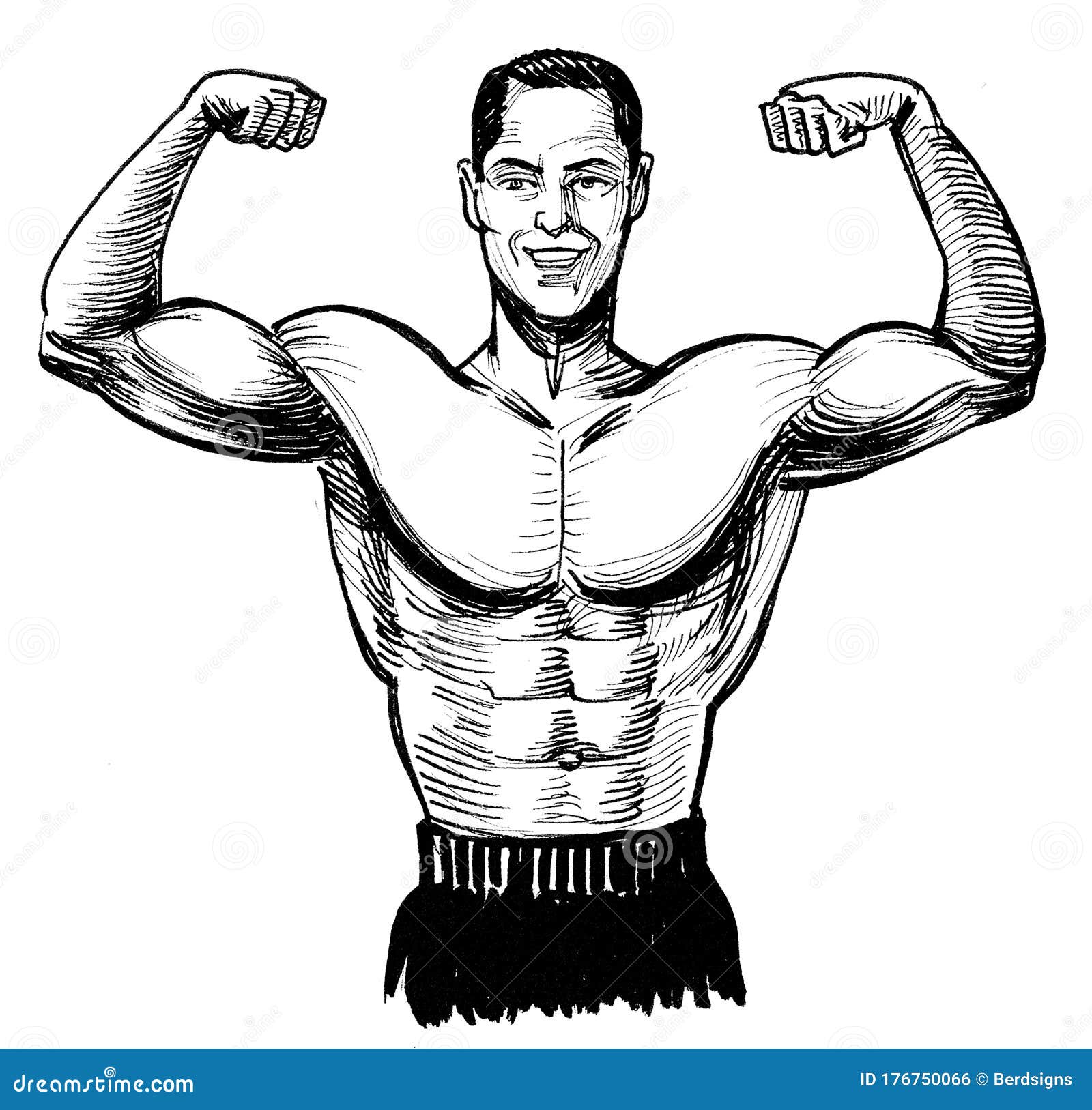 Happy bodybuilder stock illustration. Illustration of biceps - 176750066