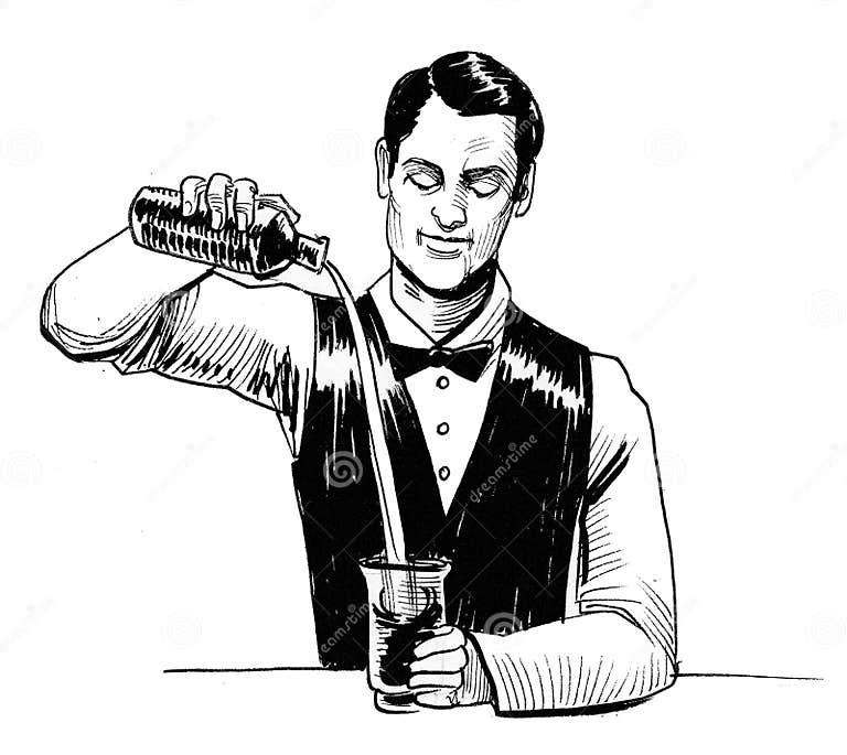 Working bartender stock illustration. Illustration of barman - 157164616