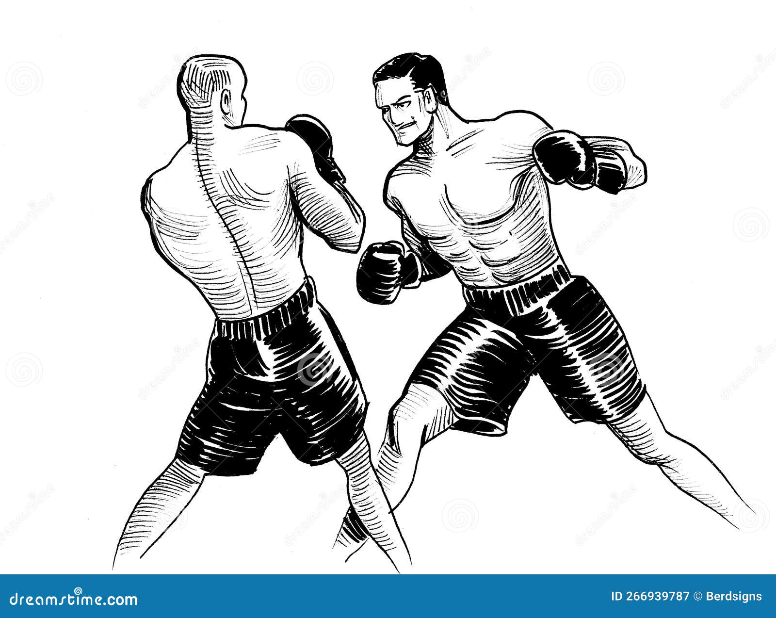 Boxing fighters stock illustration. Illustration of drawing - 266939787