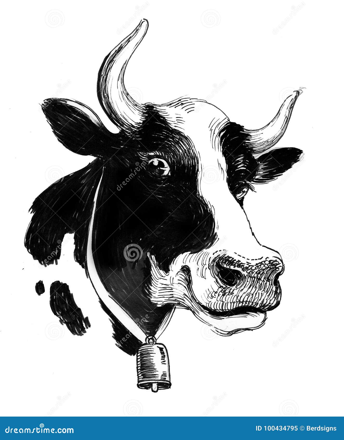 Ink sketch of a cow stock illustration. Illustration of retro - 100434795