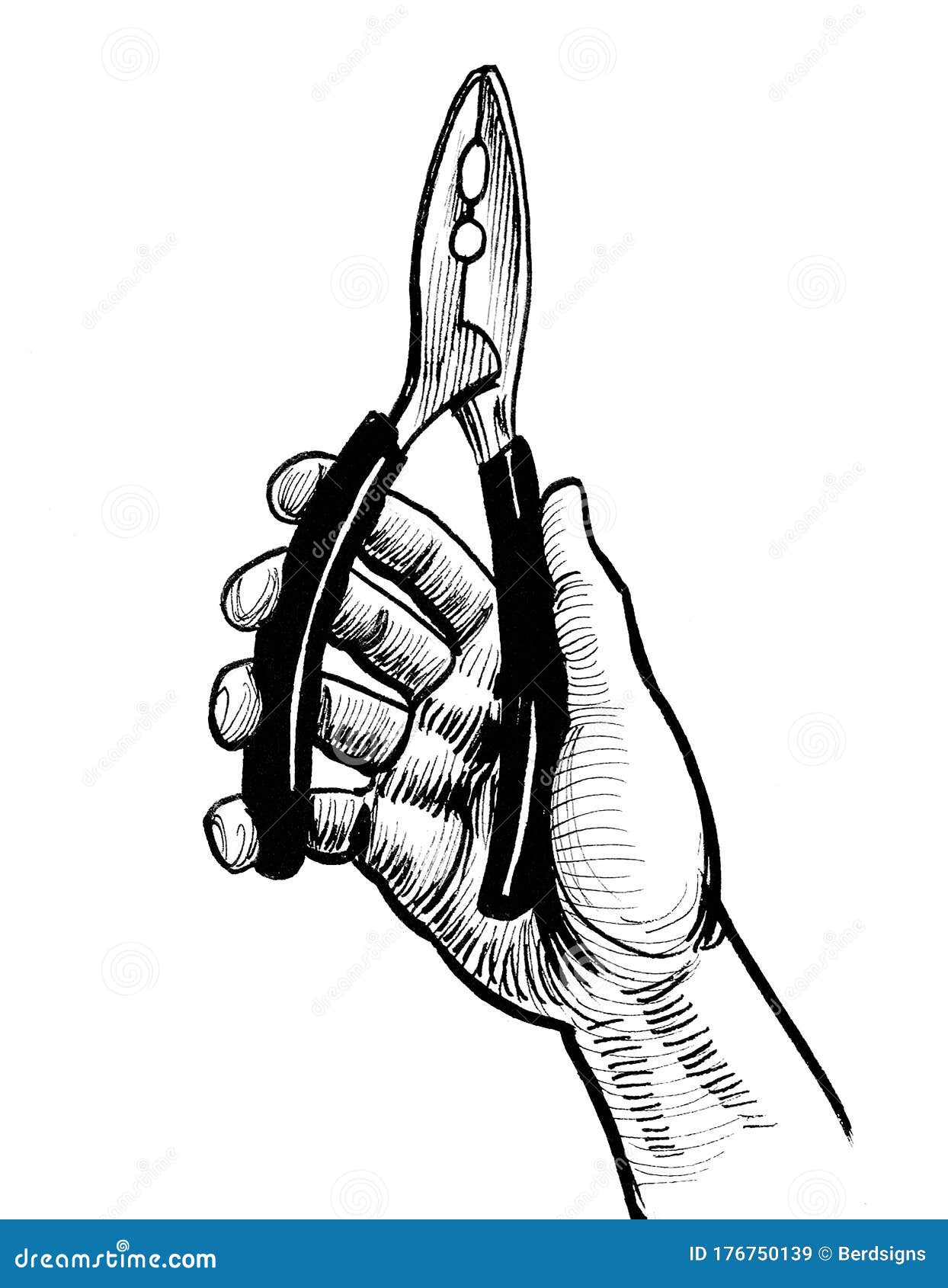 Hand with pliers stock illustration. Illustration of holding - 176750139