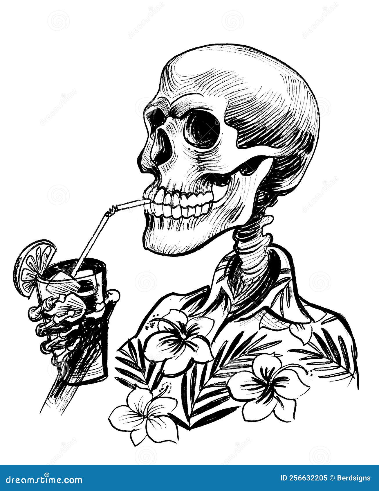 Skeleton Drinking Cocktail Stock Image | CartoonDealer.com #256632205