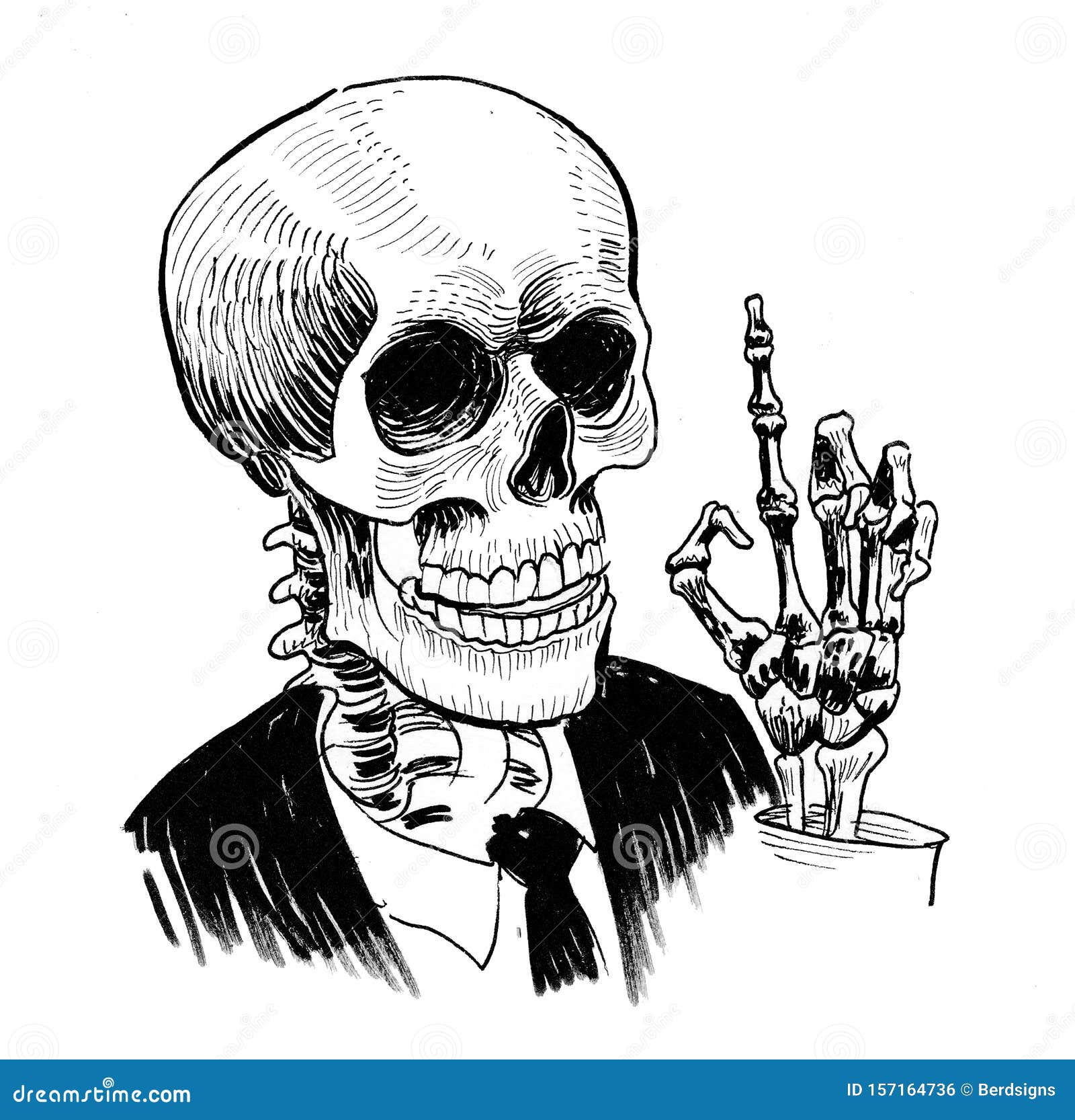 Skeleton pointing up stock illustration. Illustration of artwork ...