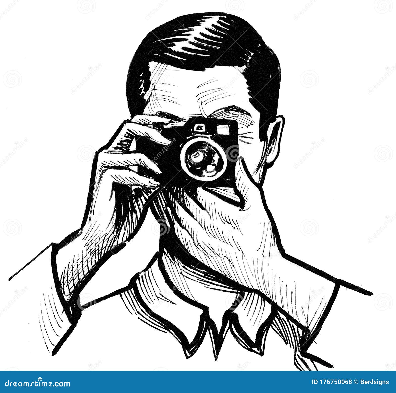 Man with camera stock illustration. Illustration of retro - 176750068