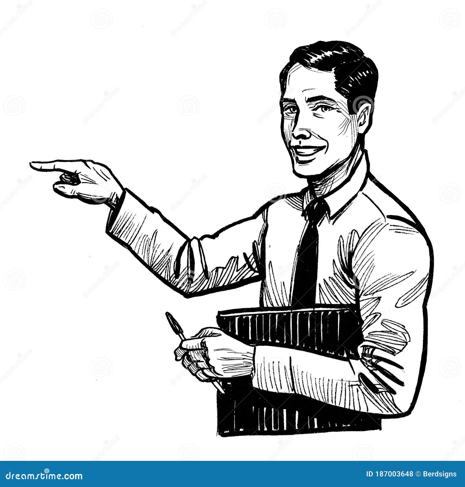 Man pointing right stock illustration. Illustration of white - 187003648
