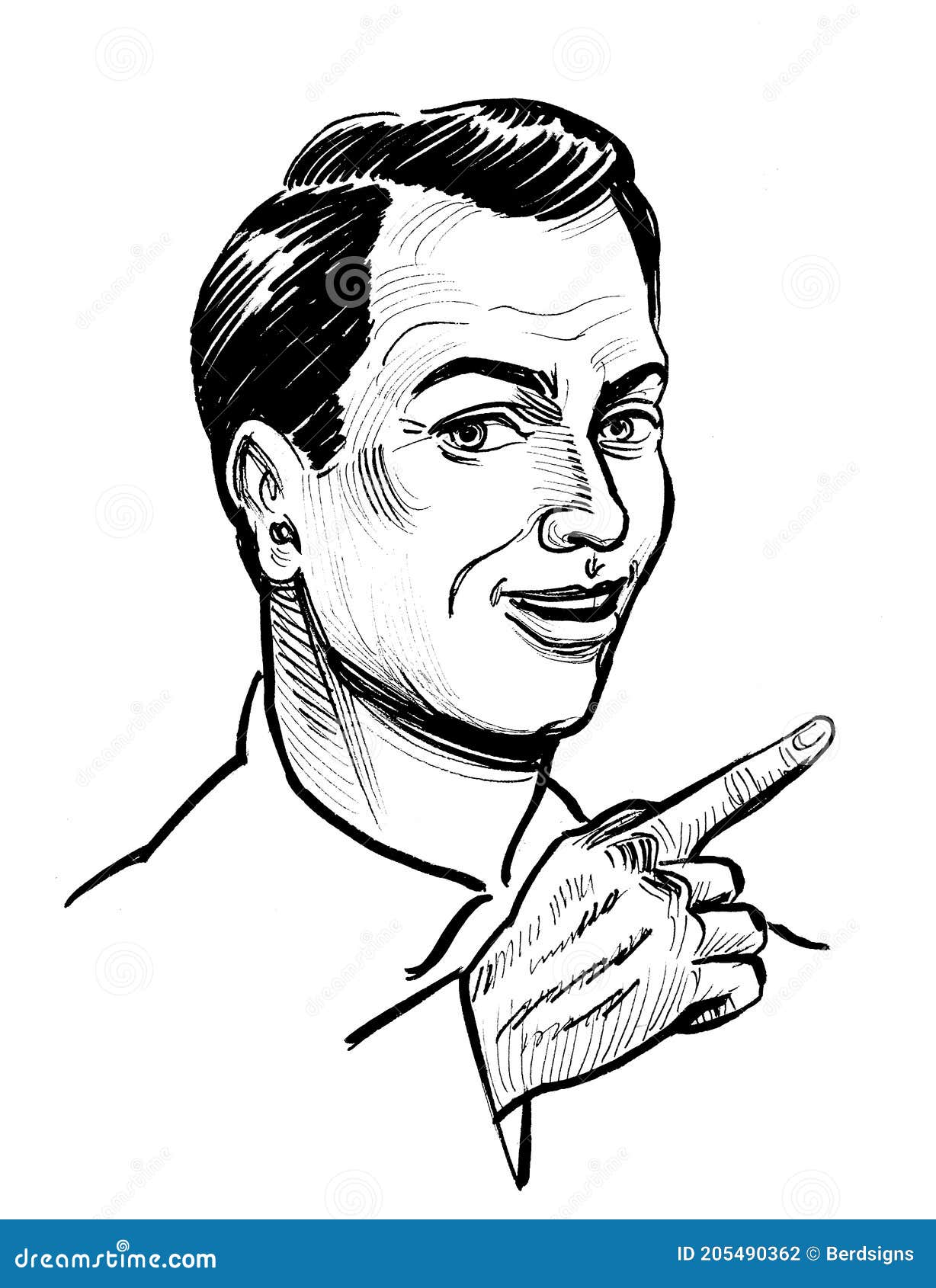 Man pointing stock illustration. Illustration of smiling - 205490362