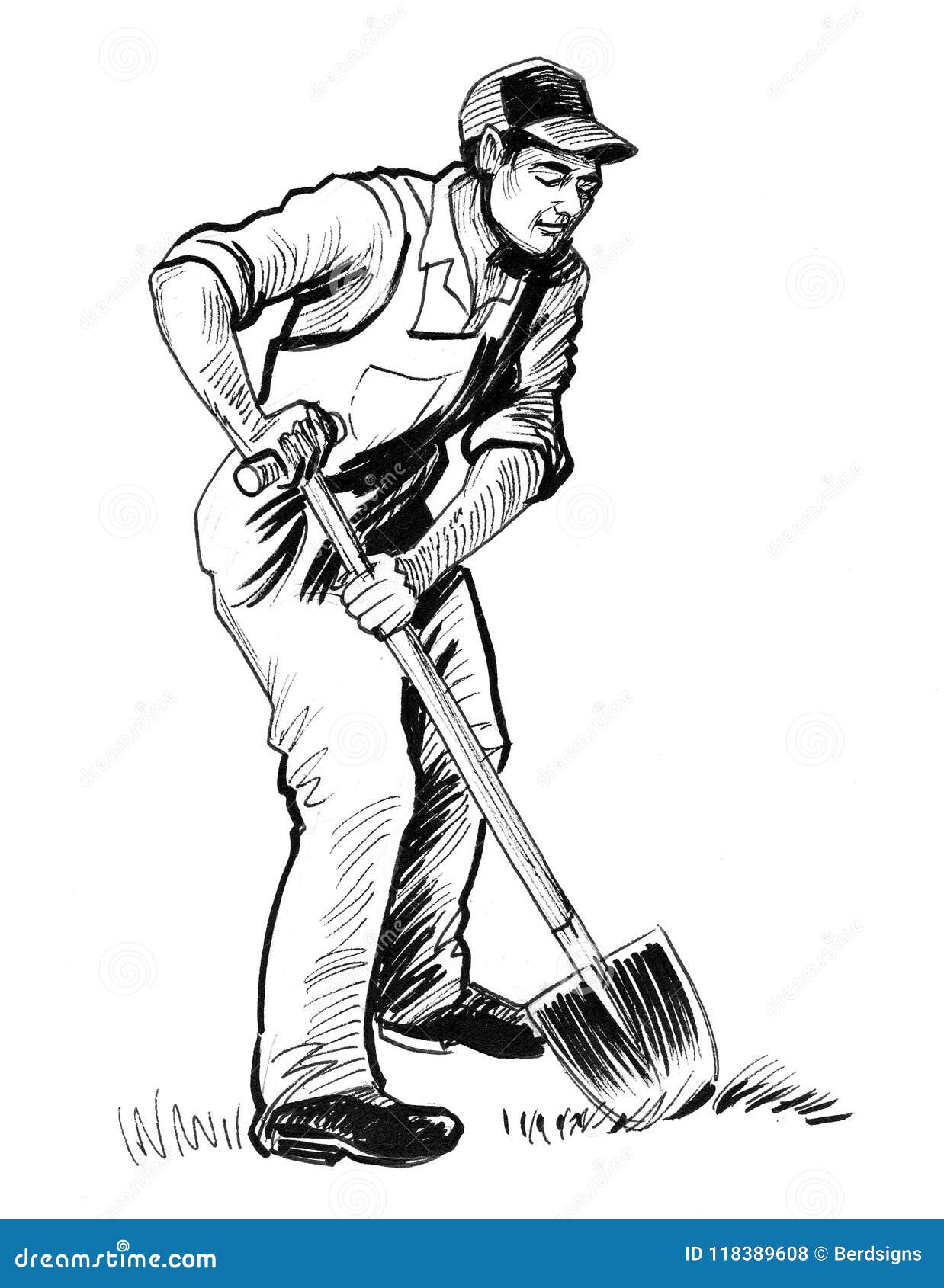 Digging man stock illustration. Illustration of artwork - 118389608