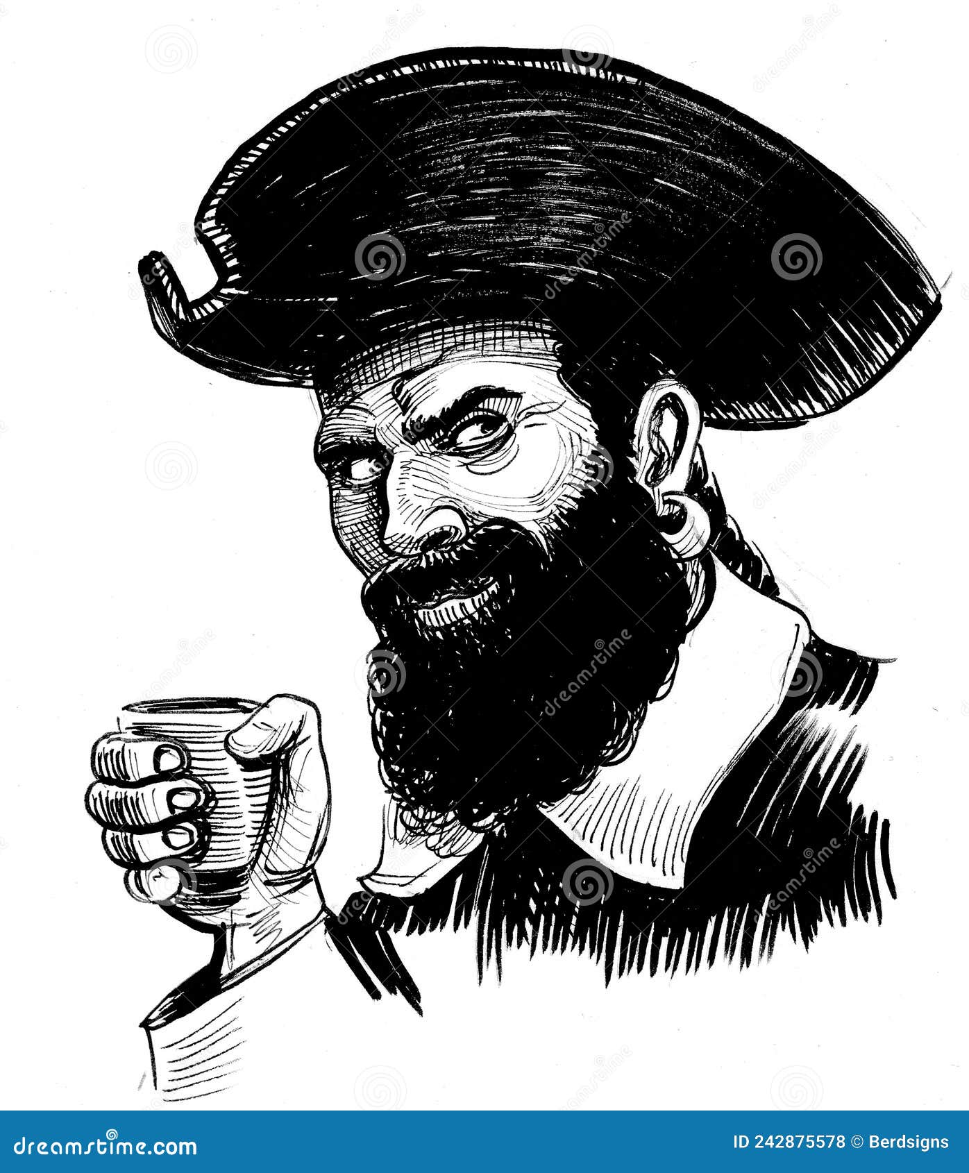 Drinking Pirate Cartoon Vector | CartoonDealer.com #7399129